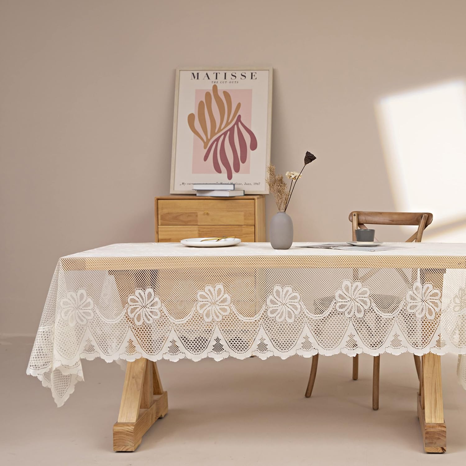Amazon.com: GEFEII White Lace Tablecloth Rectangular for Rectangle ...