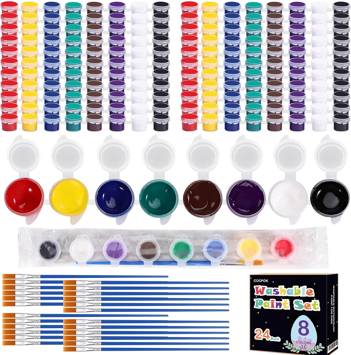 Amazon.com: COCPOK Acrylic Paint Set for Kids,24 Set Washable Paint Set ...