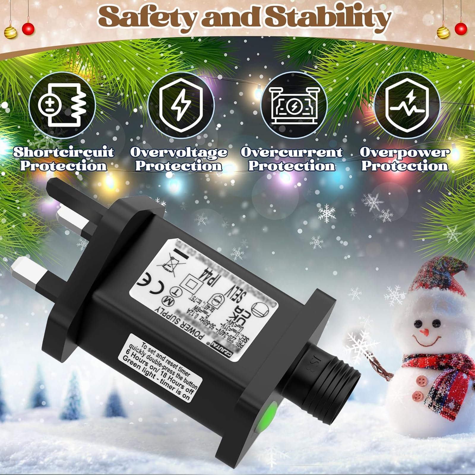 31V Transformer for Christmas Lights, 6W Transformer Plug, 9 Modes XMAS ...