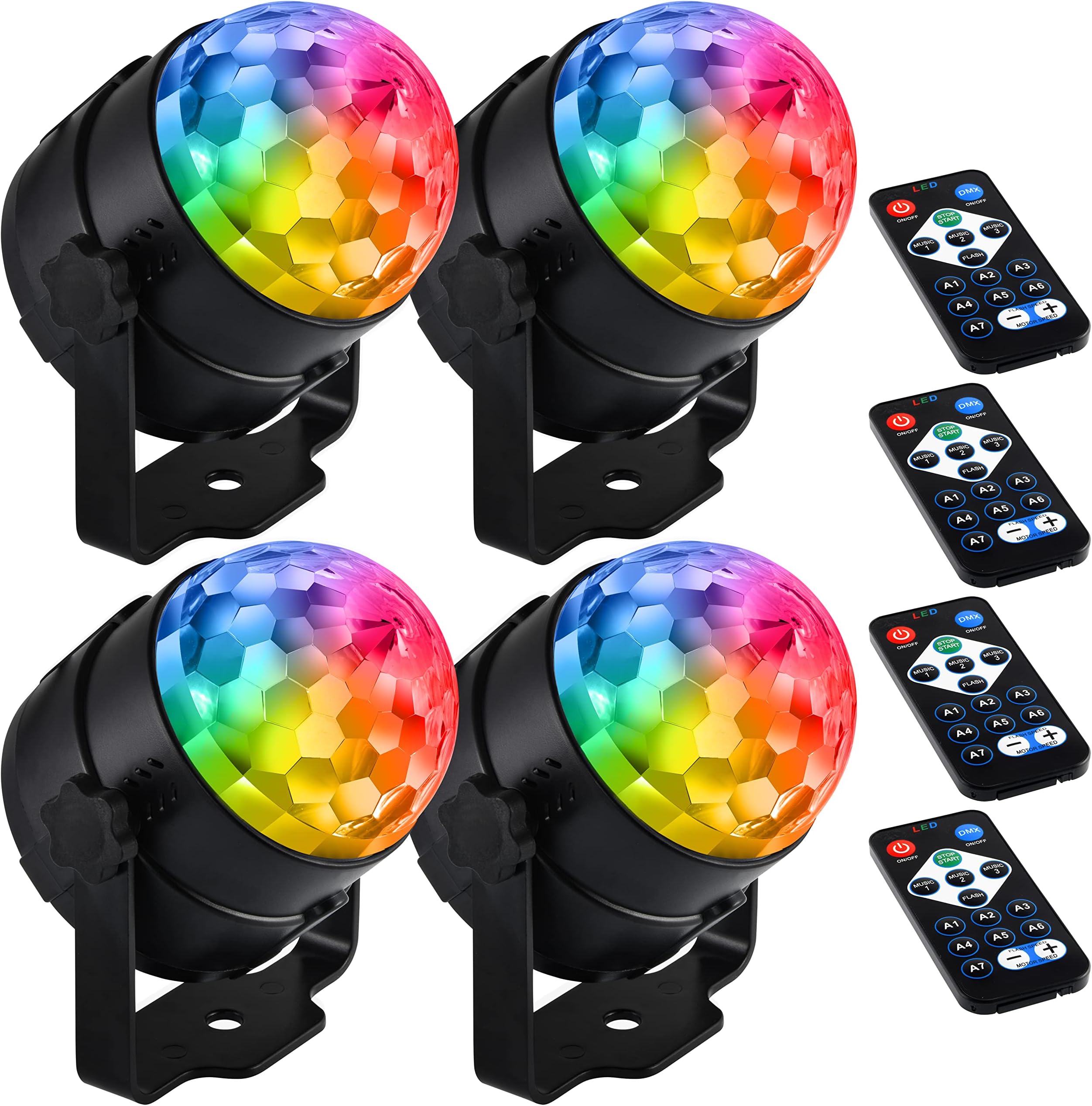 [4-Pack] Sound Activated Party Lights with Remote Control Dj Lighting ...