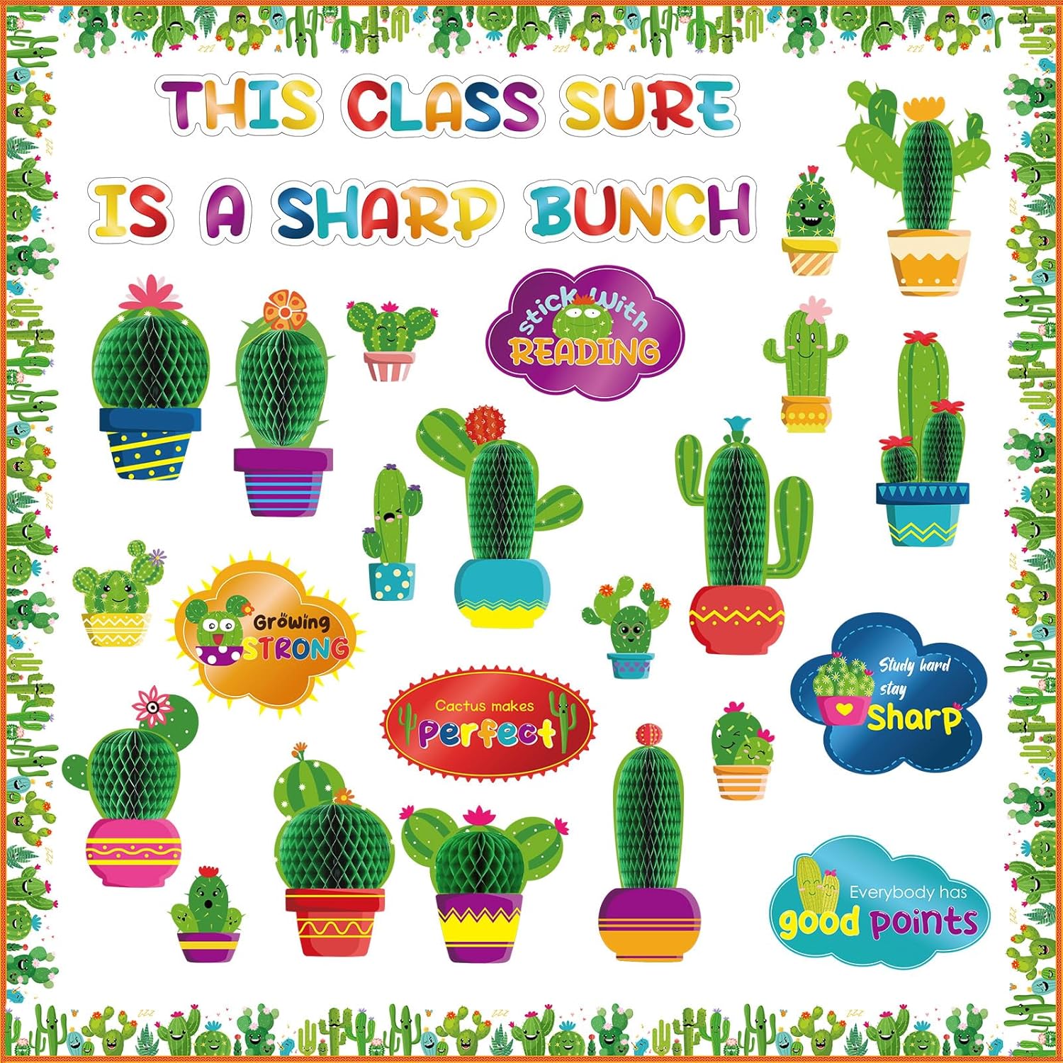Amazon.com: Maitys Cactus Classroom Bulletin Board Decorations Set with ...