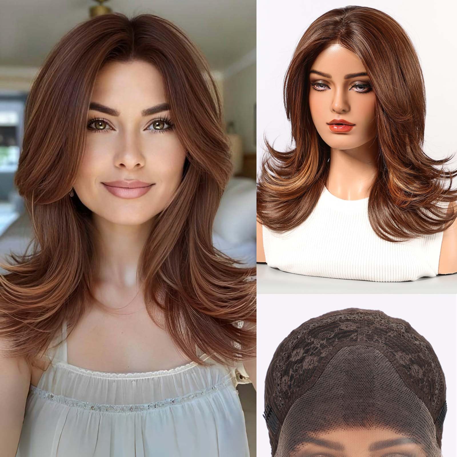 Amazon.com : starluck Wig for Women Lace Front Wigs Synthetic Wigs for Women 18-Inch Shoulder ...