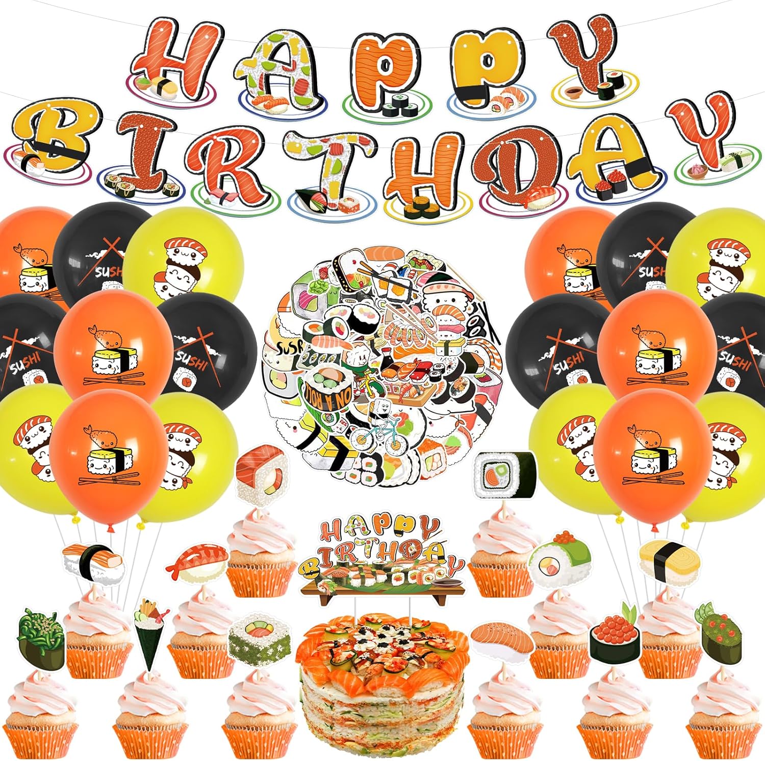 Amazon.com: Sushi Birthday Party Decoration, Including Birthday Banner ...