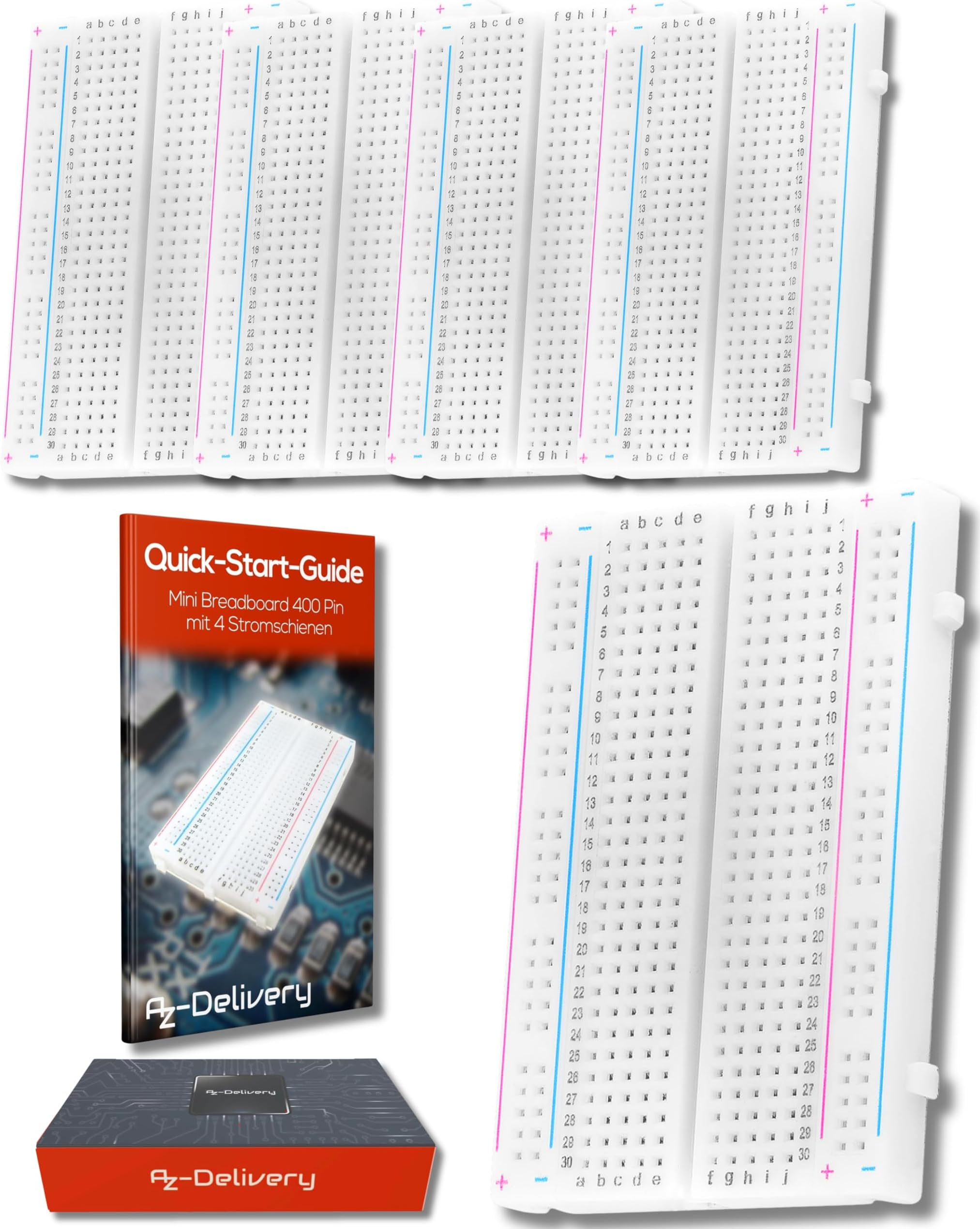 AZDelivery Mini Breadboard 400 Pin mit 4 Stromschienen kompatibel mit ...