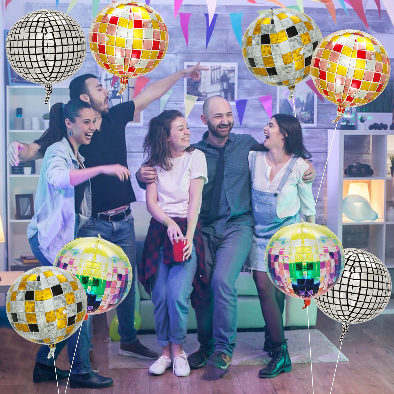 Snapklik.com : 8 Pcs Disco Ball Balloons Disco Party Decorations 4D ...