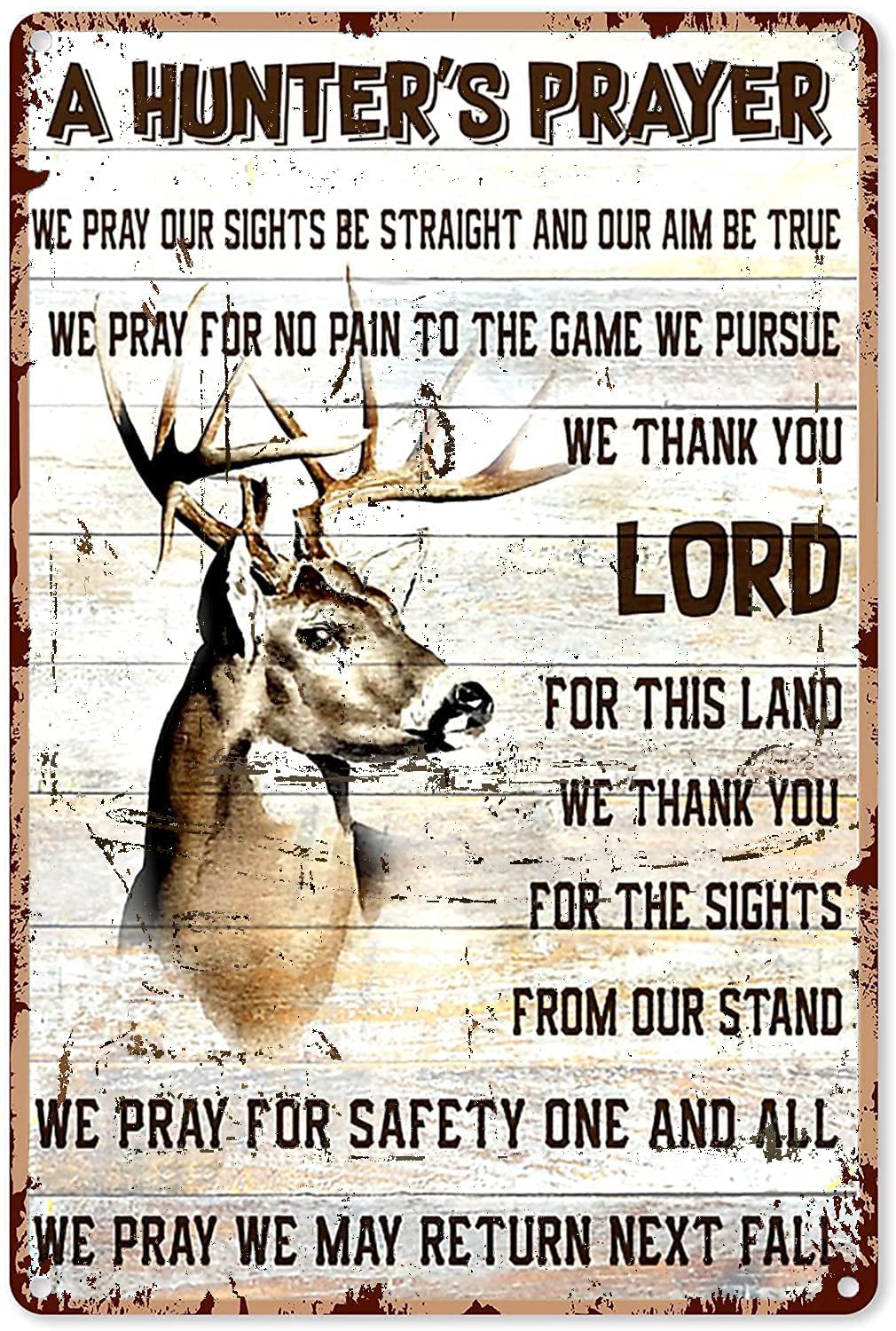 Amazon.com: Hunting Signs for Room Deer Hunting Prayer Metal Tin Sign ...