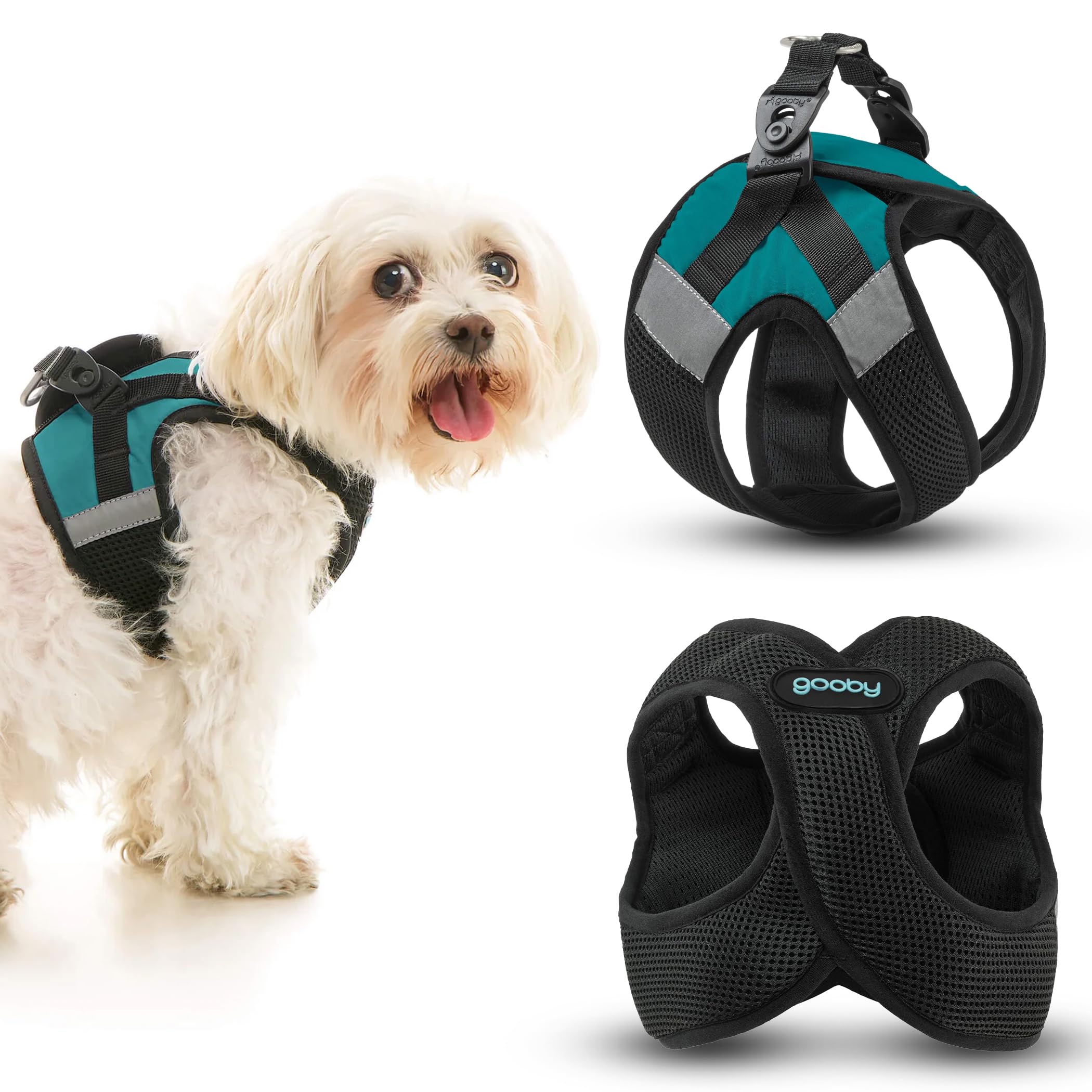Snapklik.com : Gooby Soft Mesh X Step In Dog Harness - Turquoise