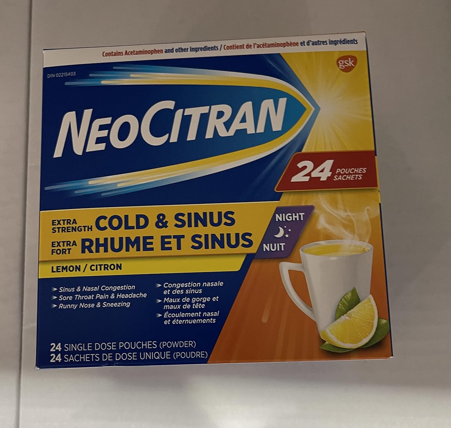 NEOCITRAN Extra Strength Cold & Sinus Night, 24 Single dose Pouches ...