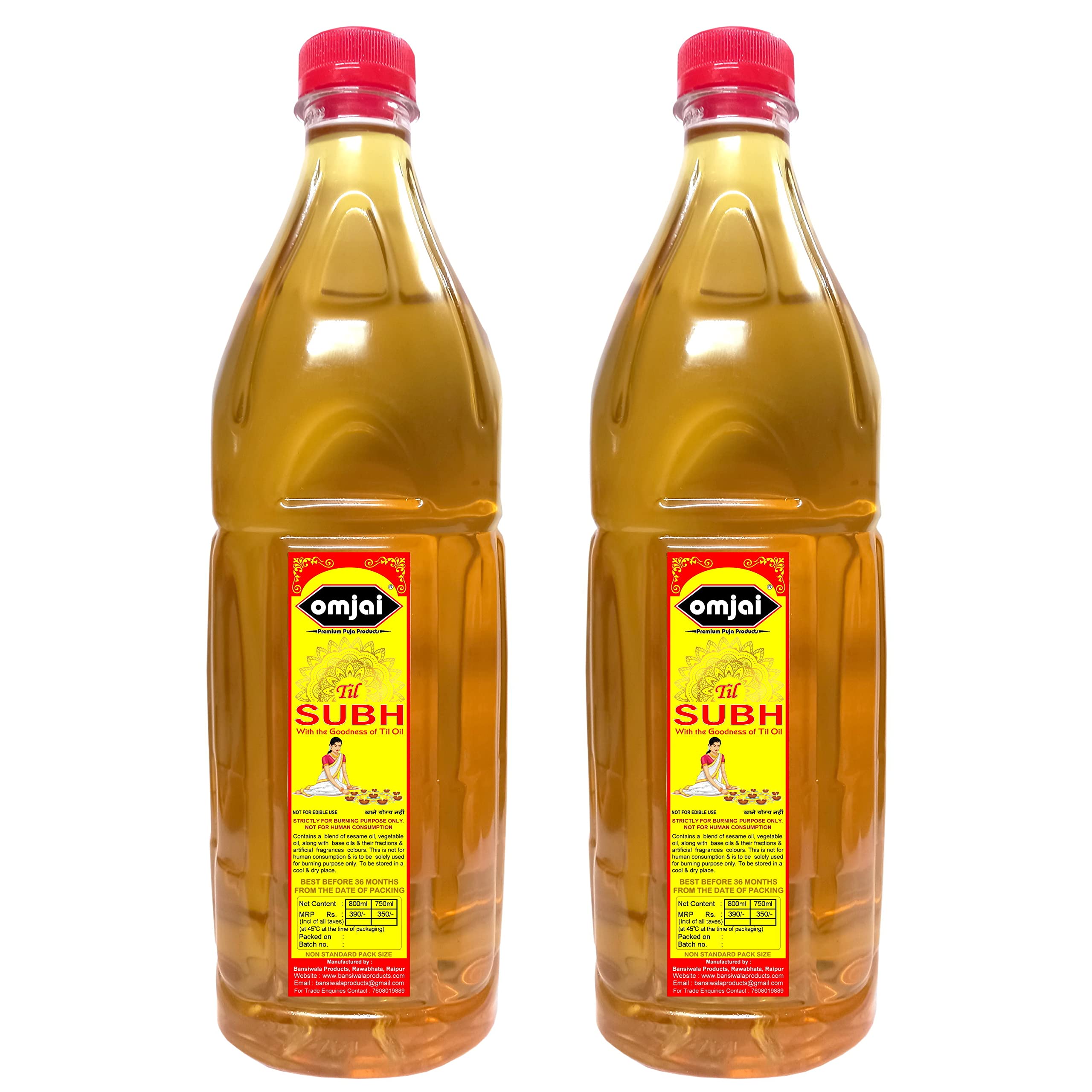 OMJAI Subh Puja Til Oil, Til oil for Pooja, Diya Oil / Deepam Oil for ...