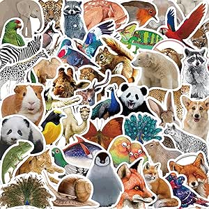 Amazon.com: 100PCS Cute Animal Stickers, Realistic Animals Aesthetic ...