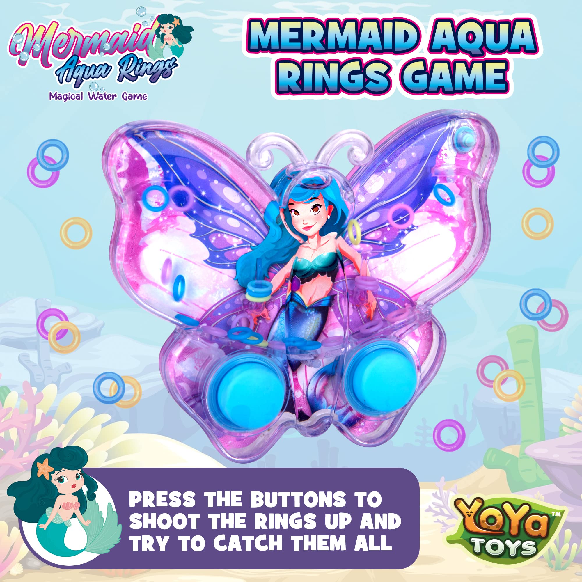 YoYa Toys Mermaid Butterfly Water Ring Toss Handheld Game - Water Games ...
