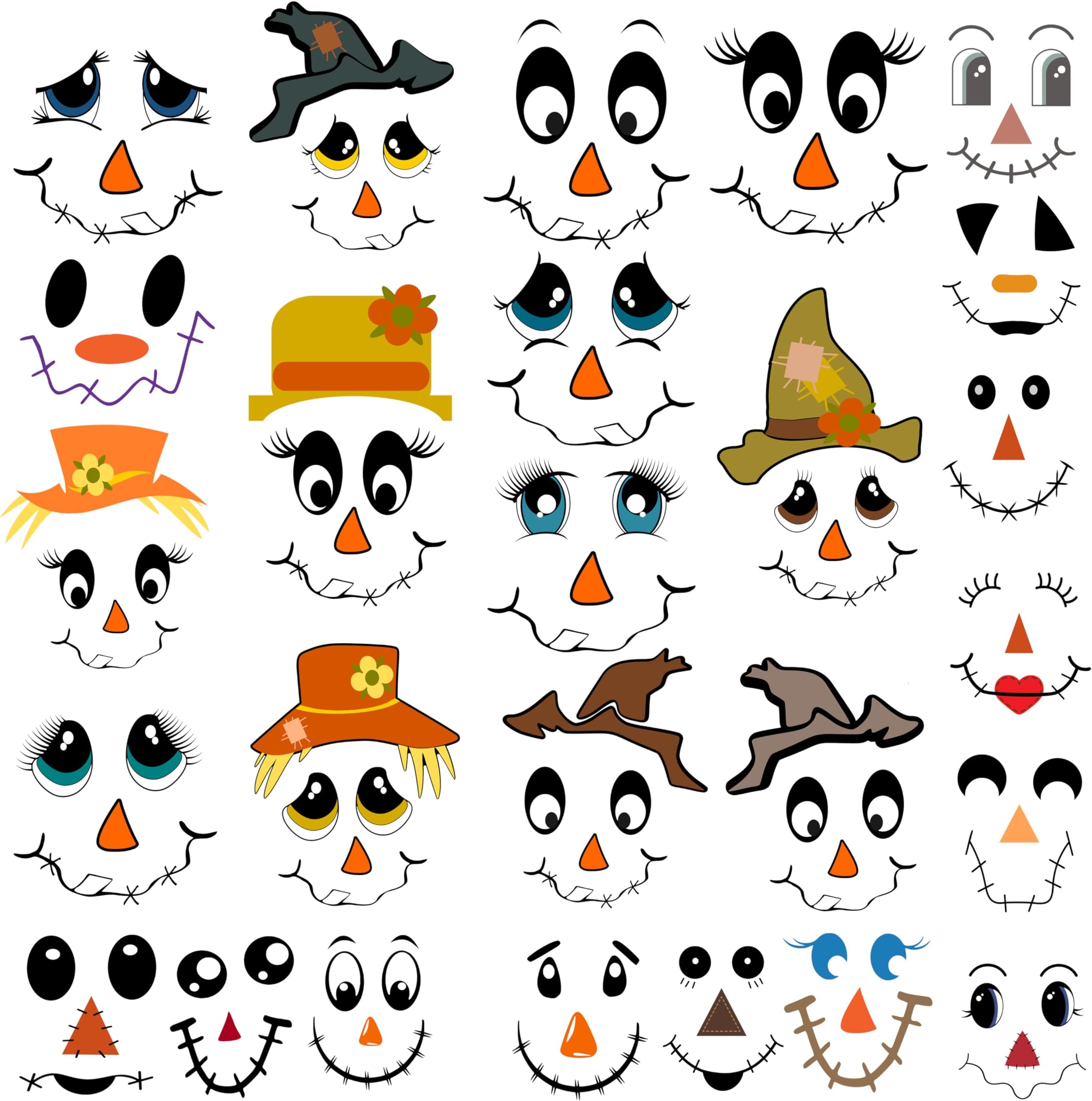Amazon.com: iMagitek 24 Pcs Fall Scarecrow Face Vinyl Decals, Scarecrow ...