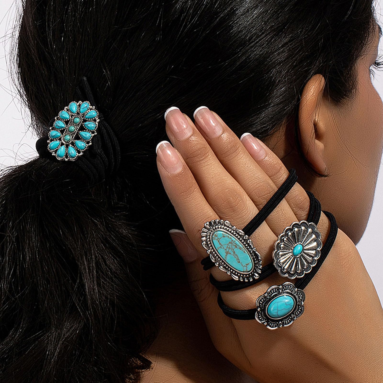 Amazon.com : KOVOLITU Western Turquoise Decorative Hair Ties for Women ...