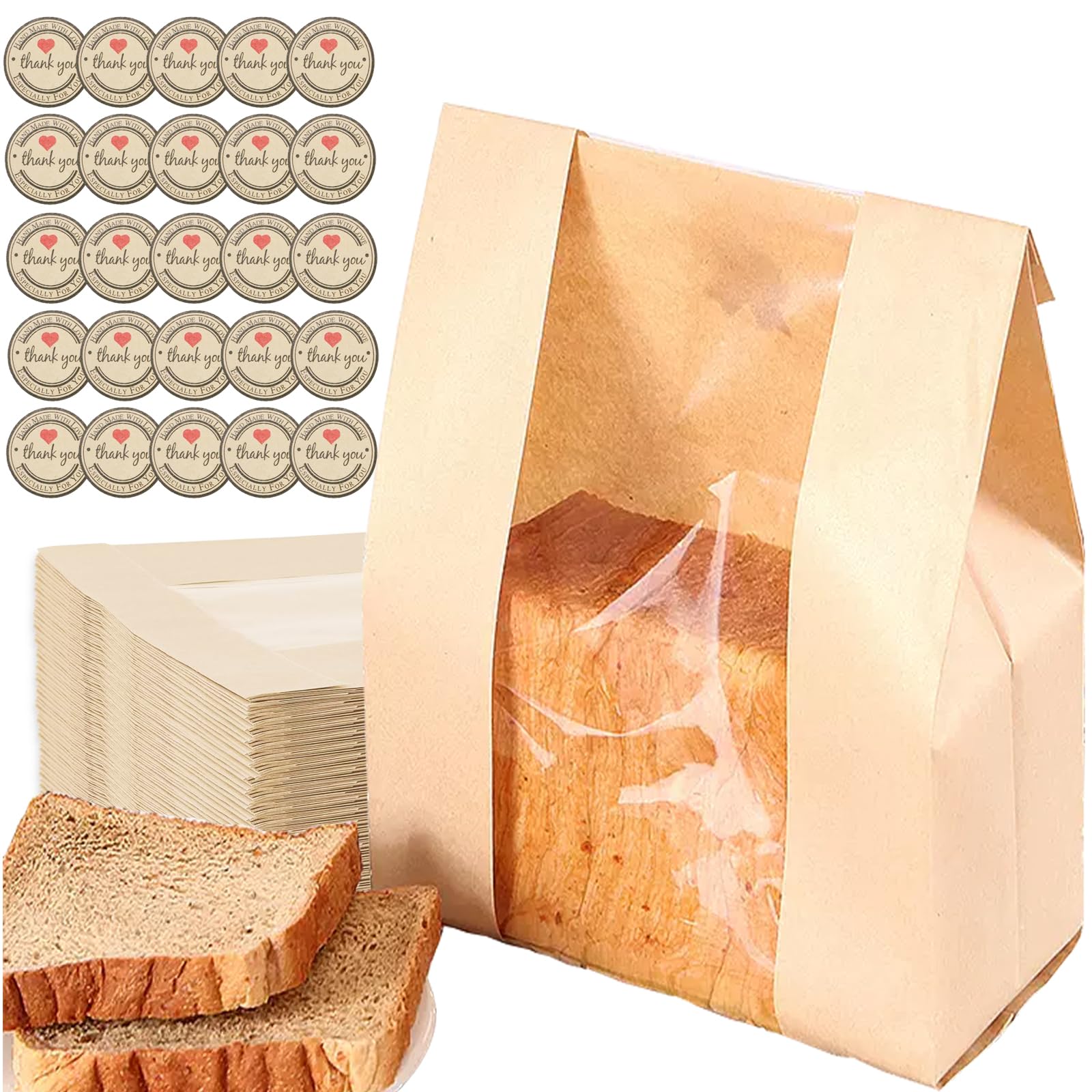 Amazon.com: 25 Pcs Large Paper Bread Bags for Homemade Bread, Kraft ...