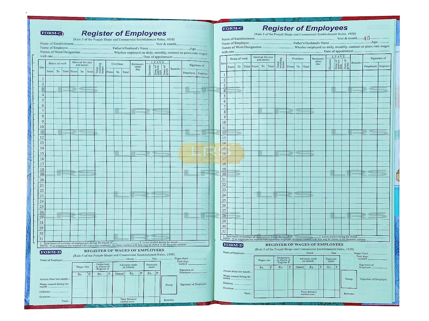 LRS Register of Employees - Form C - Rule 5 Prescribed under Punjab ...