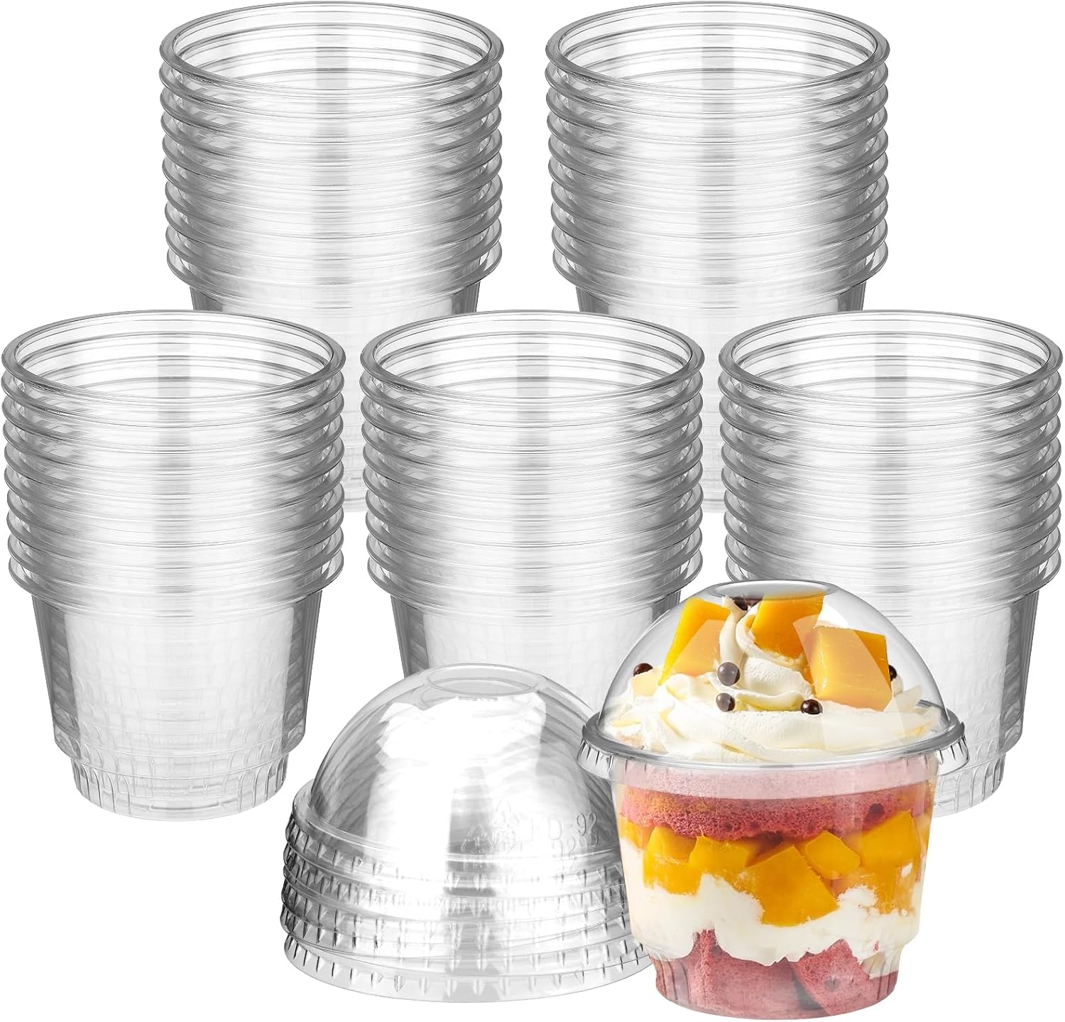 Amazon.com: BALDCC 8 oz 50 Set Clear Plastic Cups with Dome Lids (No ...