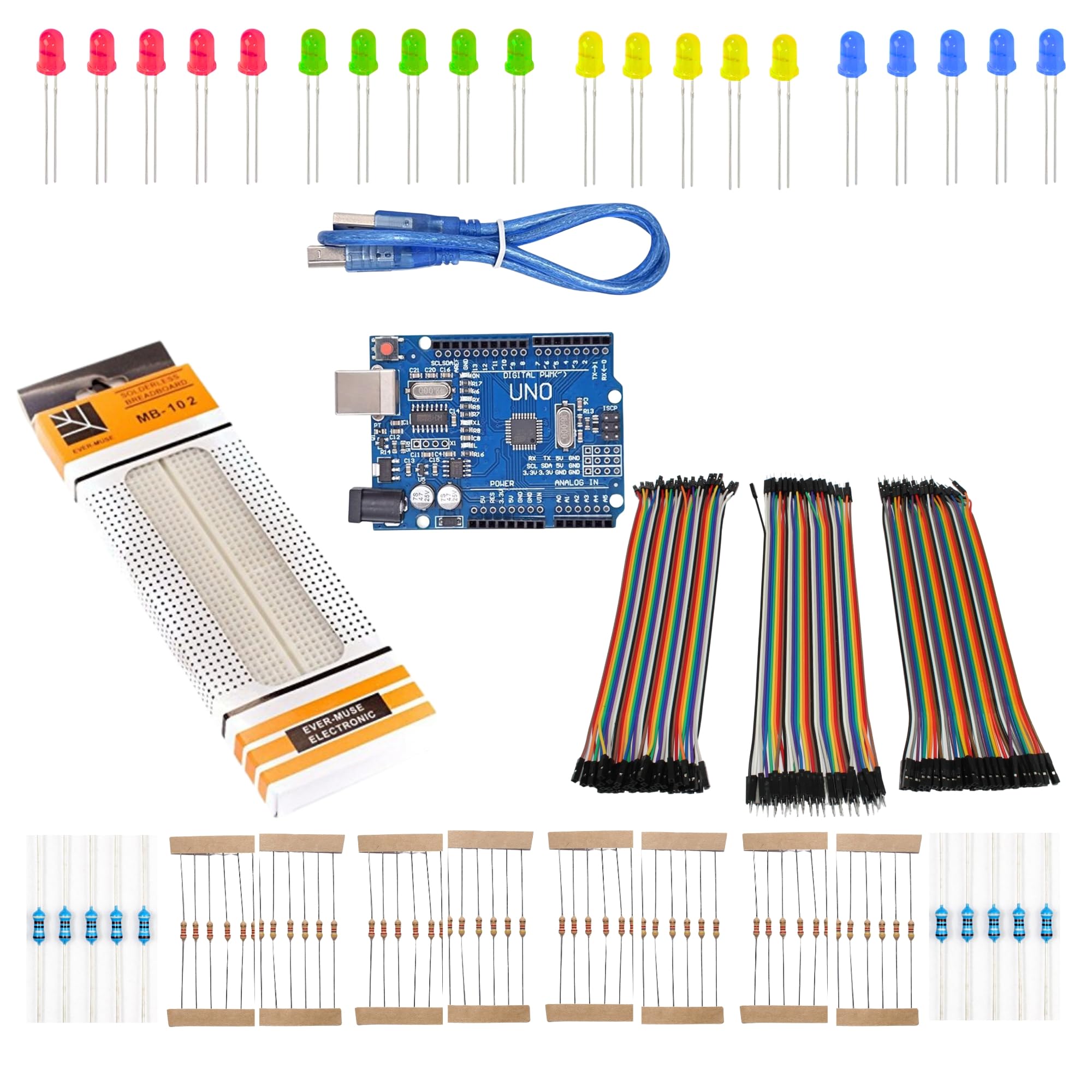 Lalitha Electronic Component Beginner kit with uno r3 Board| 100 ...