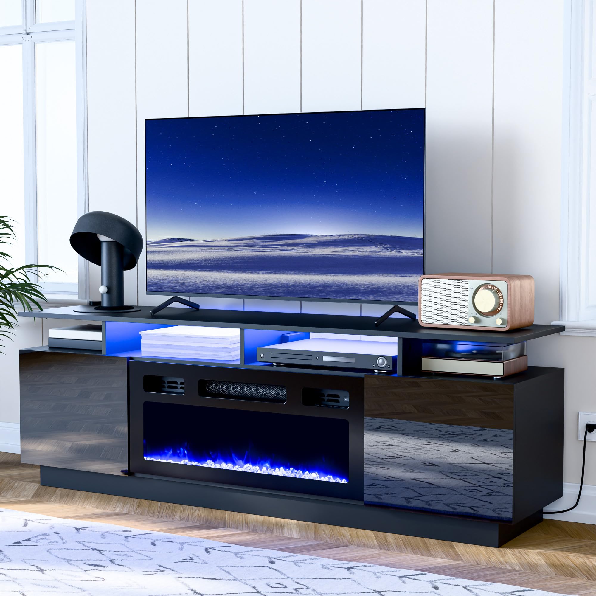 Amazon.com: Cozy Castle Fireplace TV Stand for TV up to 75", High Gloss ...