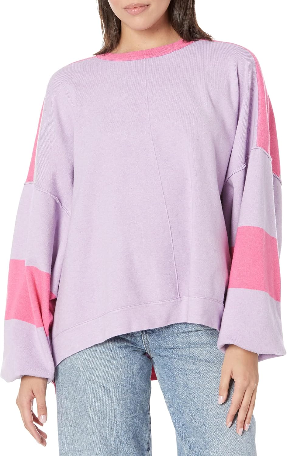 Free People Uptown Color-Block Pullover Lilac Aurora Combo SM (Women's 4-6) at Amazon Women’s ...