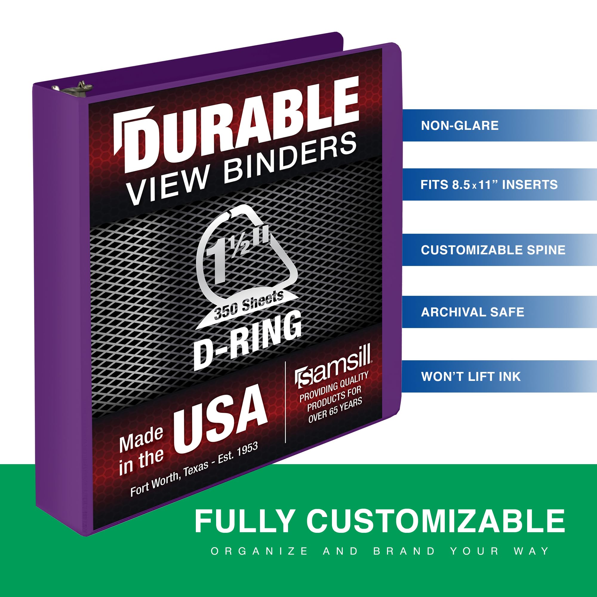 Snapklik.com : Durable 1.5 Inch Binder, Made In The USA, D Ring Binder ...