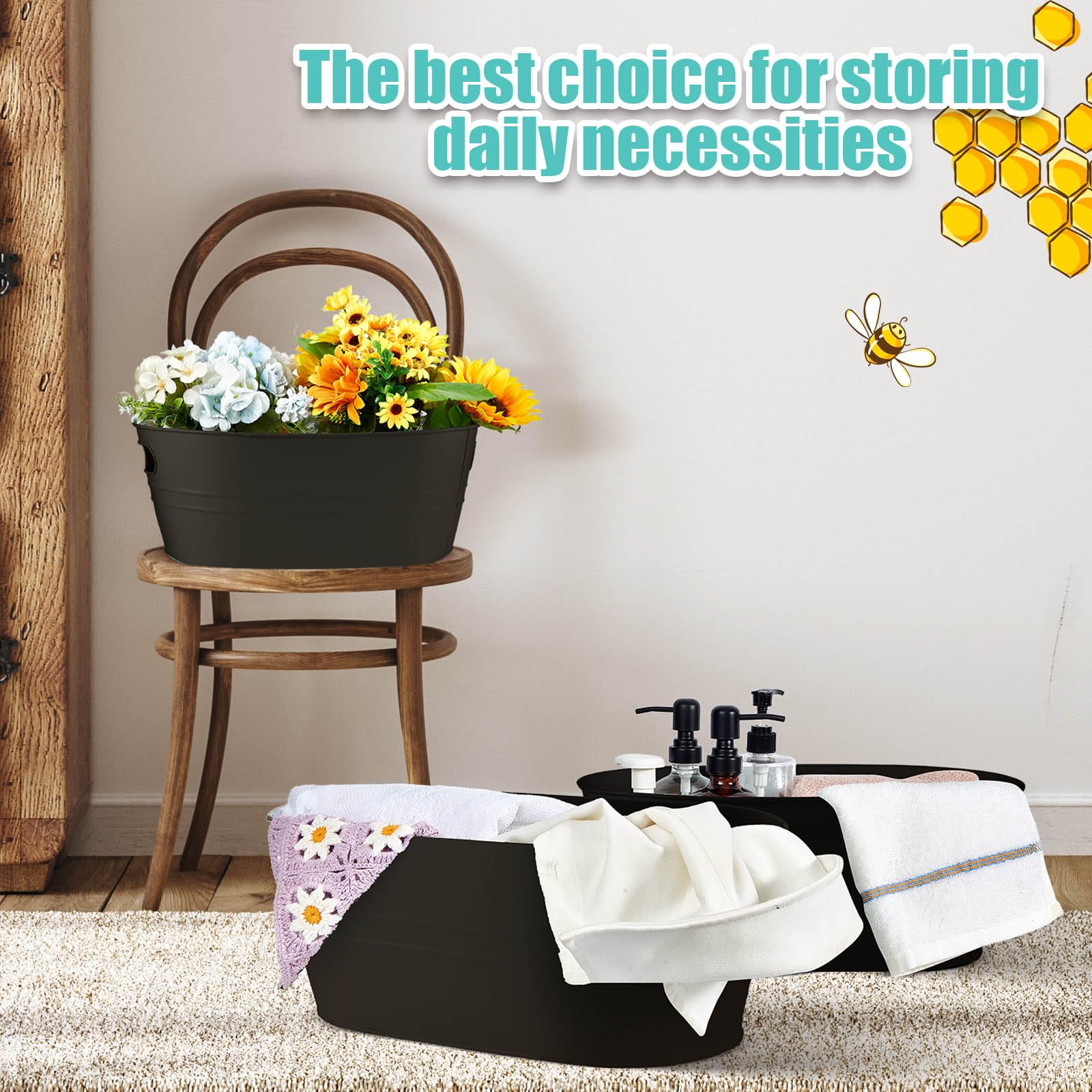 6 Pieces 4 Gallon Large Ice Buckets Beverage Tubs for Parties ...