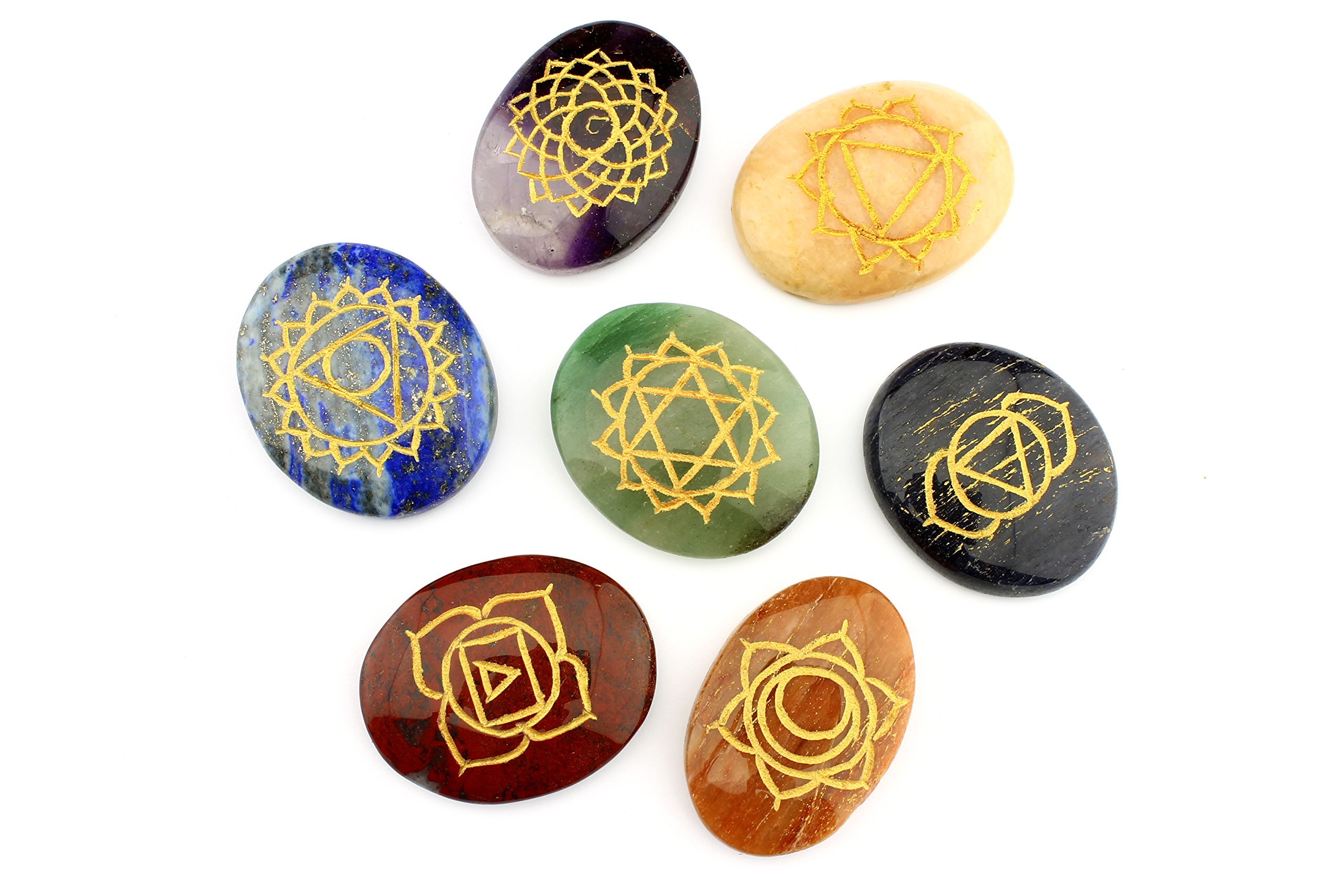 Amazon.com: Engraved Chakra Oval Worry Stone Set : Health & Household