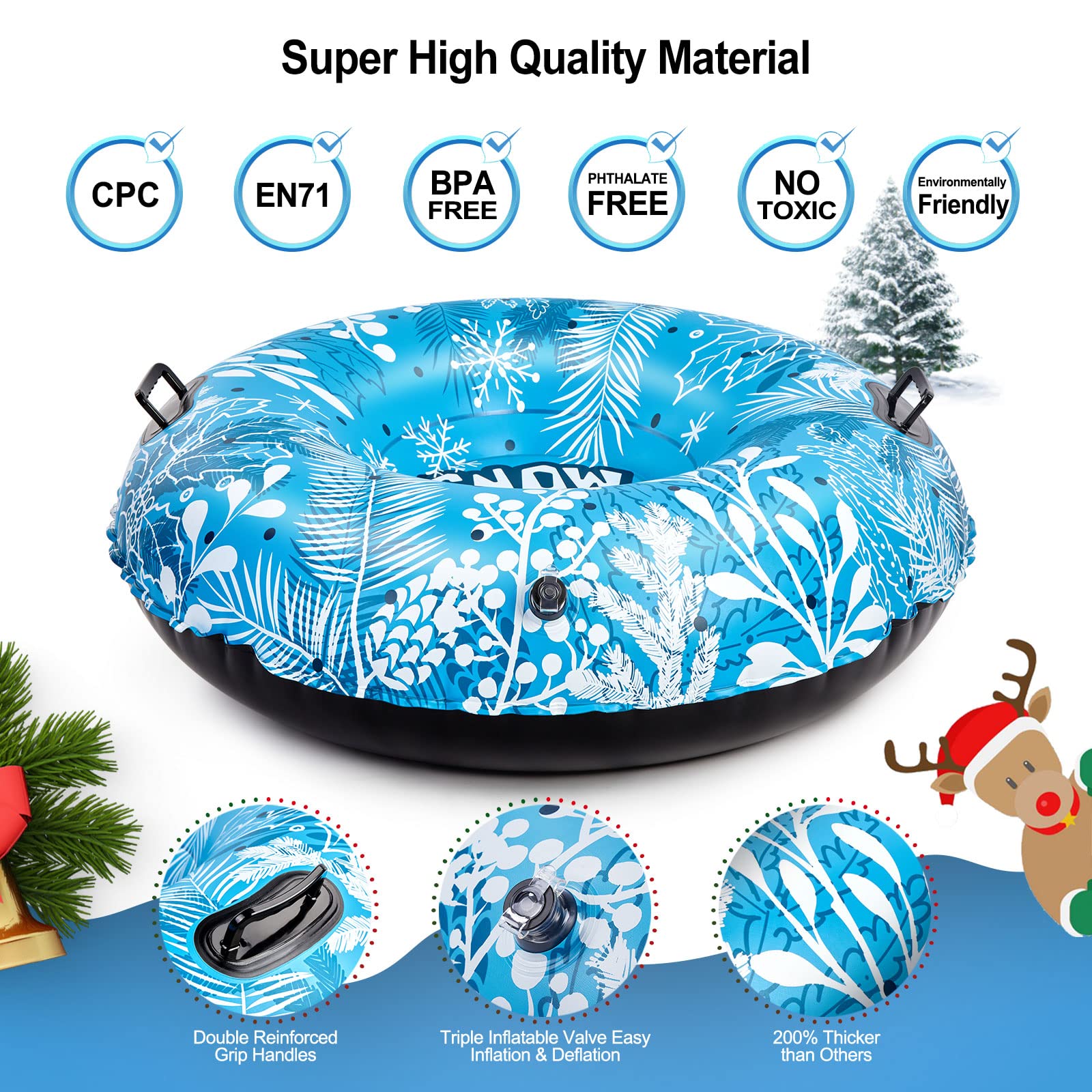 Snapklik.com : Snow Tube, CAMULAND 47-Inch Snow Tubes For Sledding ...