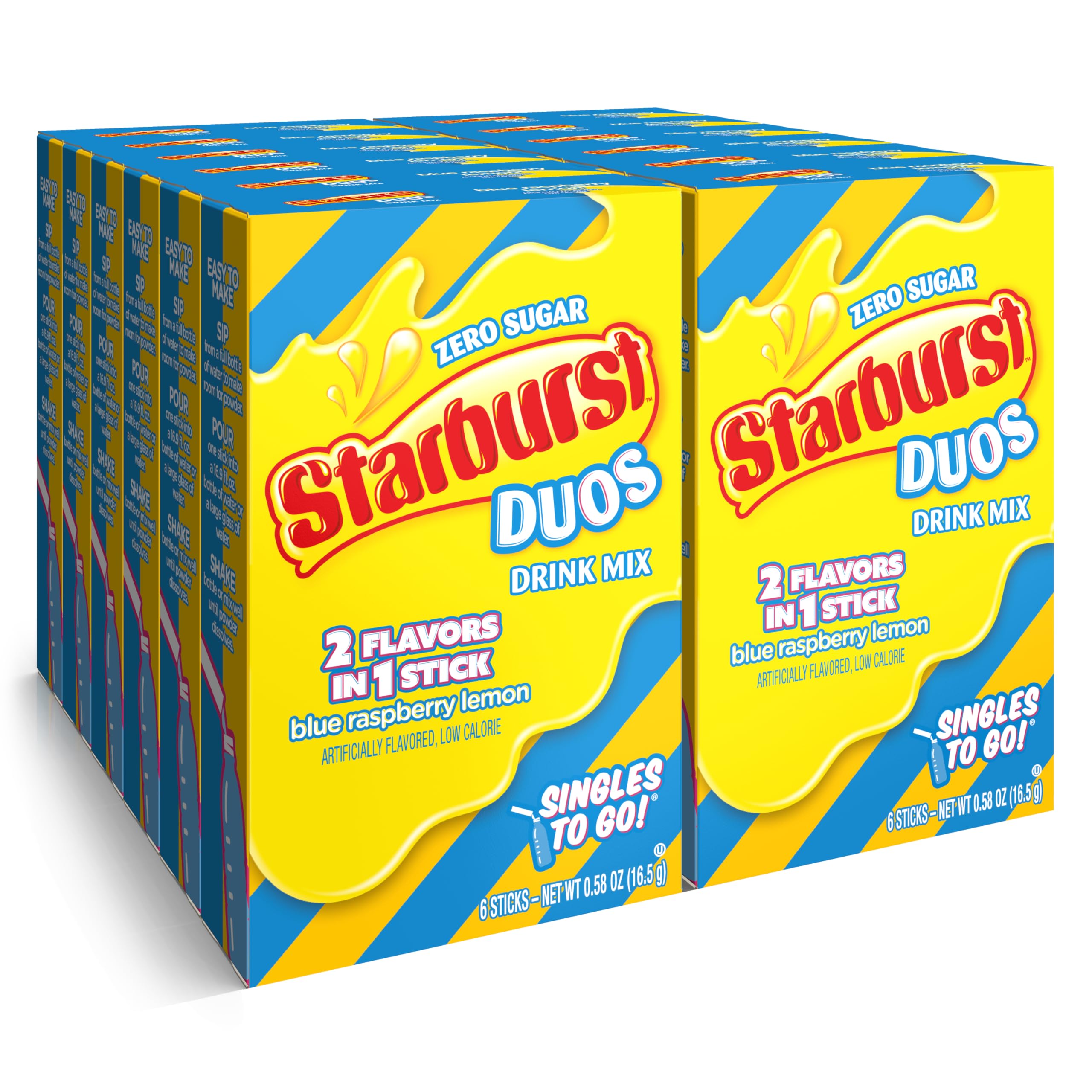 Amazon.com : Starburst Duos Singles To Go Powdered Drink Mix, Blue ...