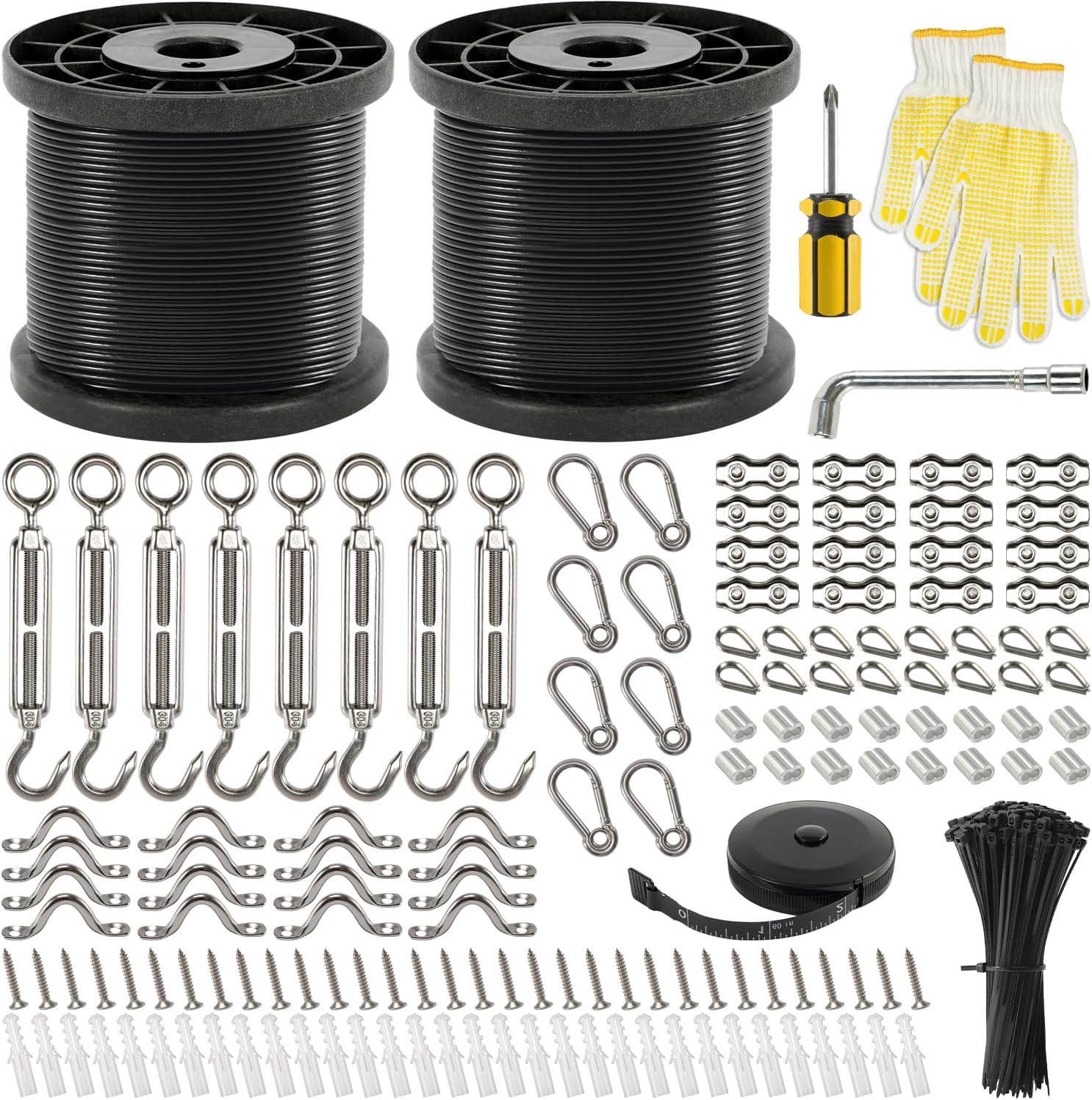 400 Ft String Light Hanging Kit Outdoor, Nylon Coated Stainless Steel ...