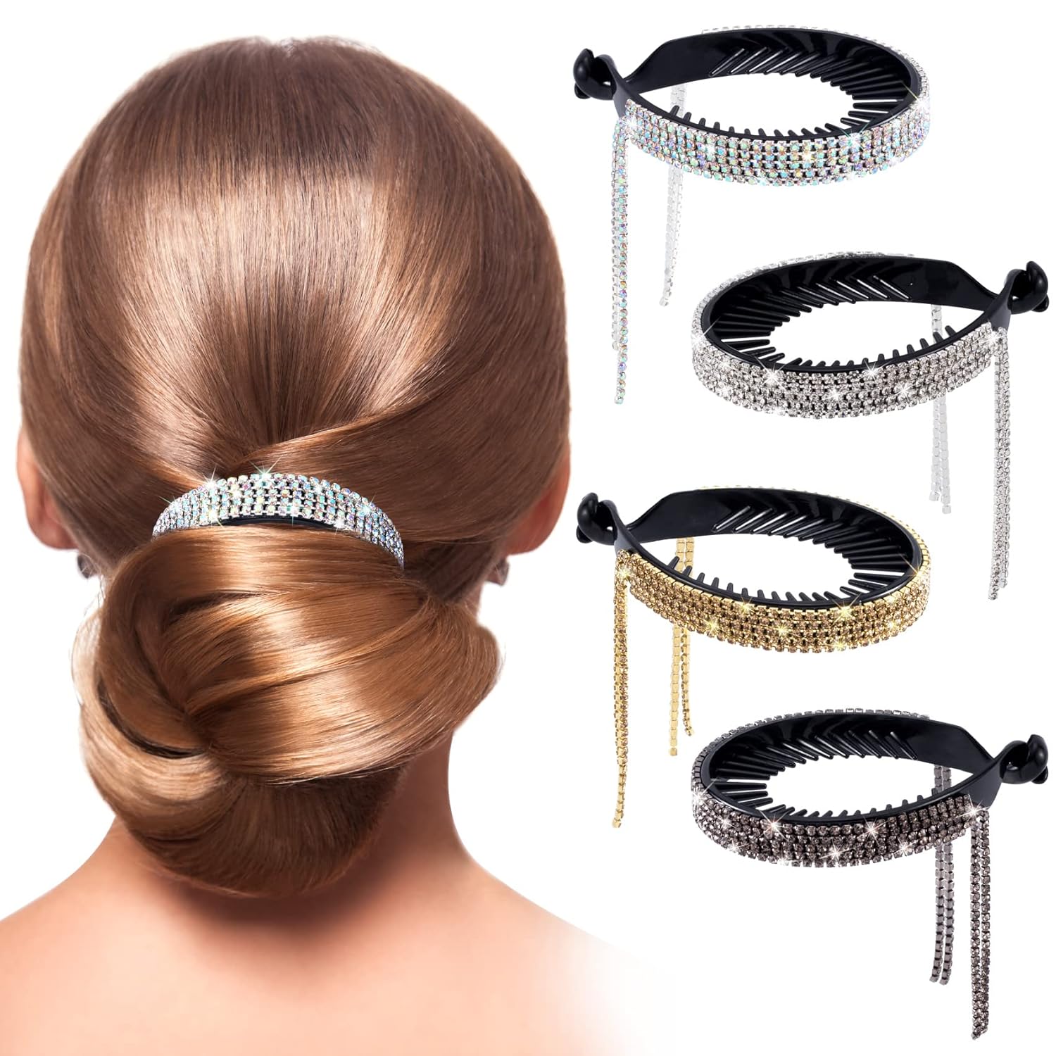 Amazon.com : ANCIRS 4 Colors Tassel Ponytail Hair Clips for Women ...