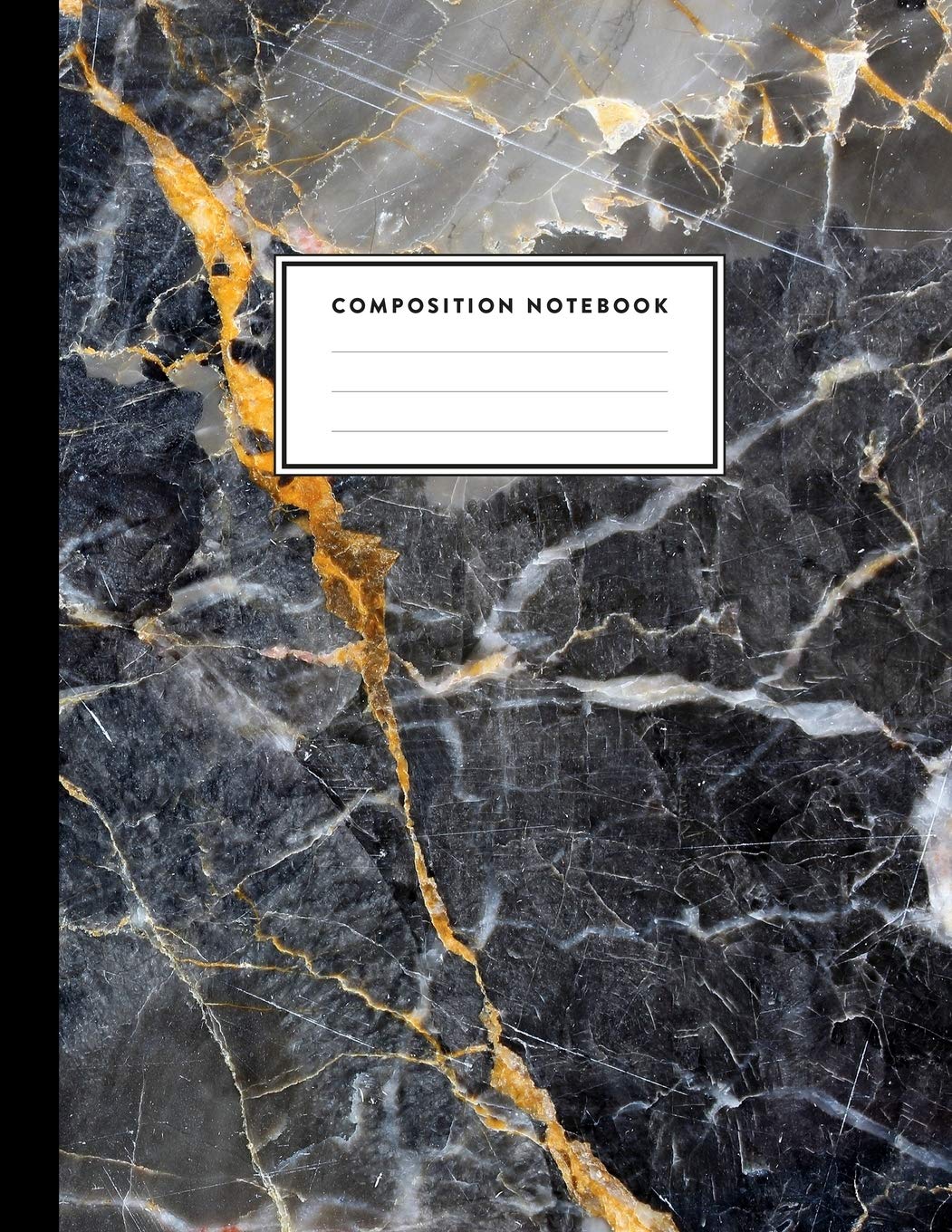 Composition Notebook: Smokey Black and Gold Marble and Quartz College ...