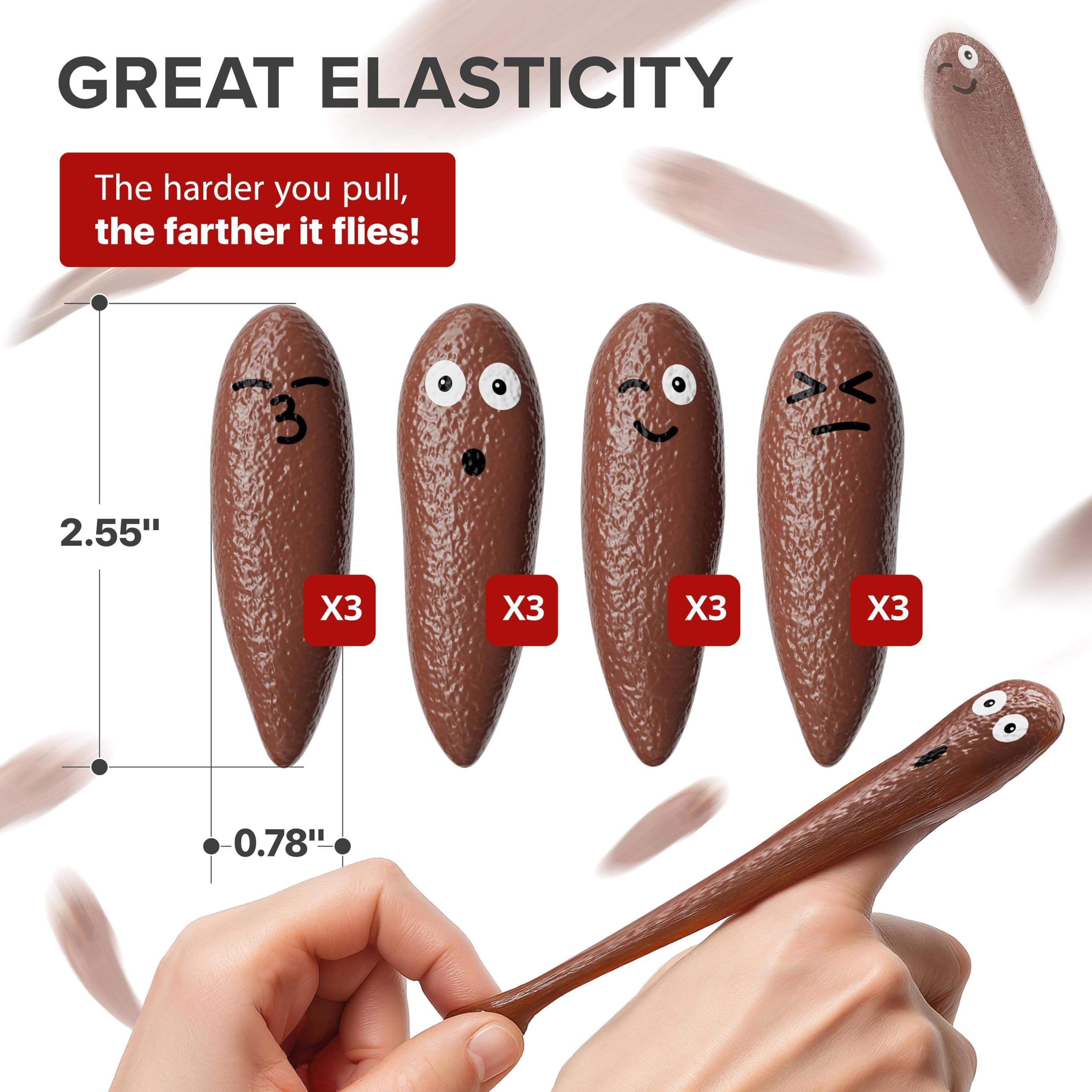 Snapklik.com : Rubber Poop Slingshot - 12 PCS Pack Flying Fake Shot ...