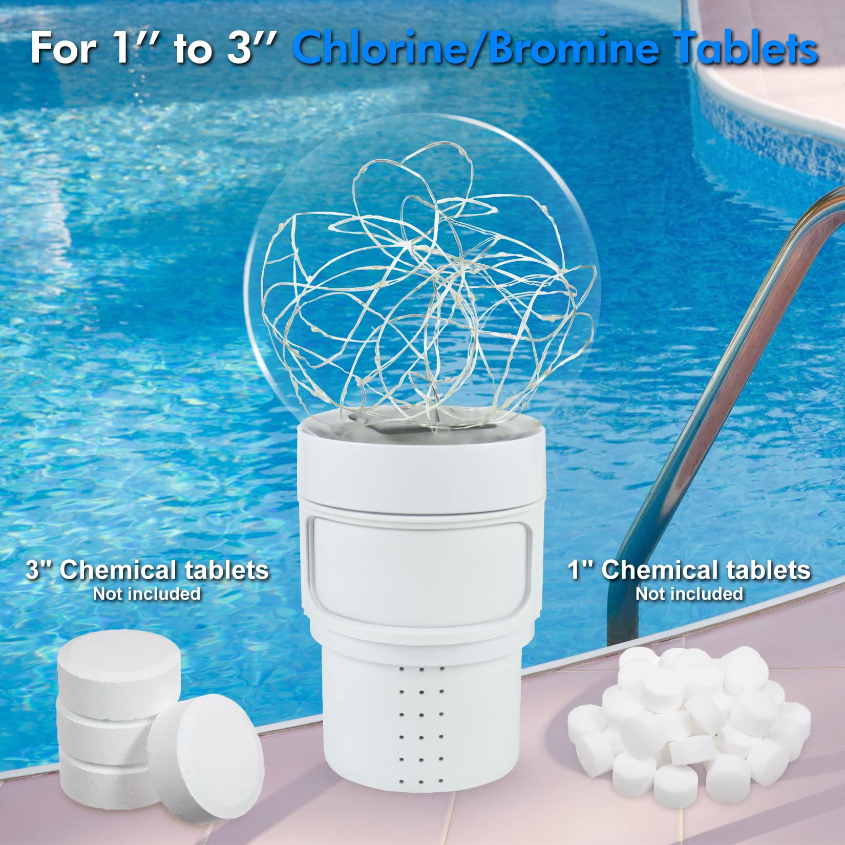 Snapklik.com : Solar Light & Anti-Sinking Chlorine Floater For Pools & Spas