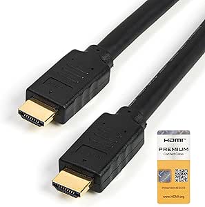 StarTech.com 15ft (5m) Premium Certified HDMI 2.0 Cable with Ethernet - High Speed Ultra HD 4K ...