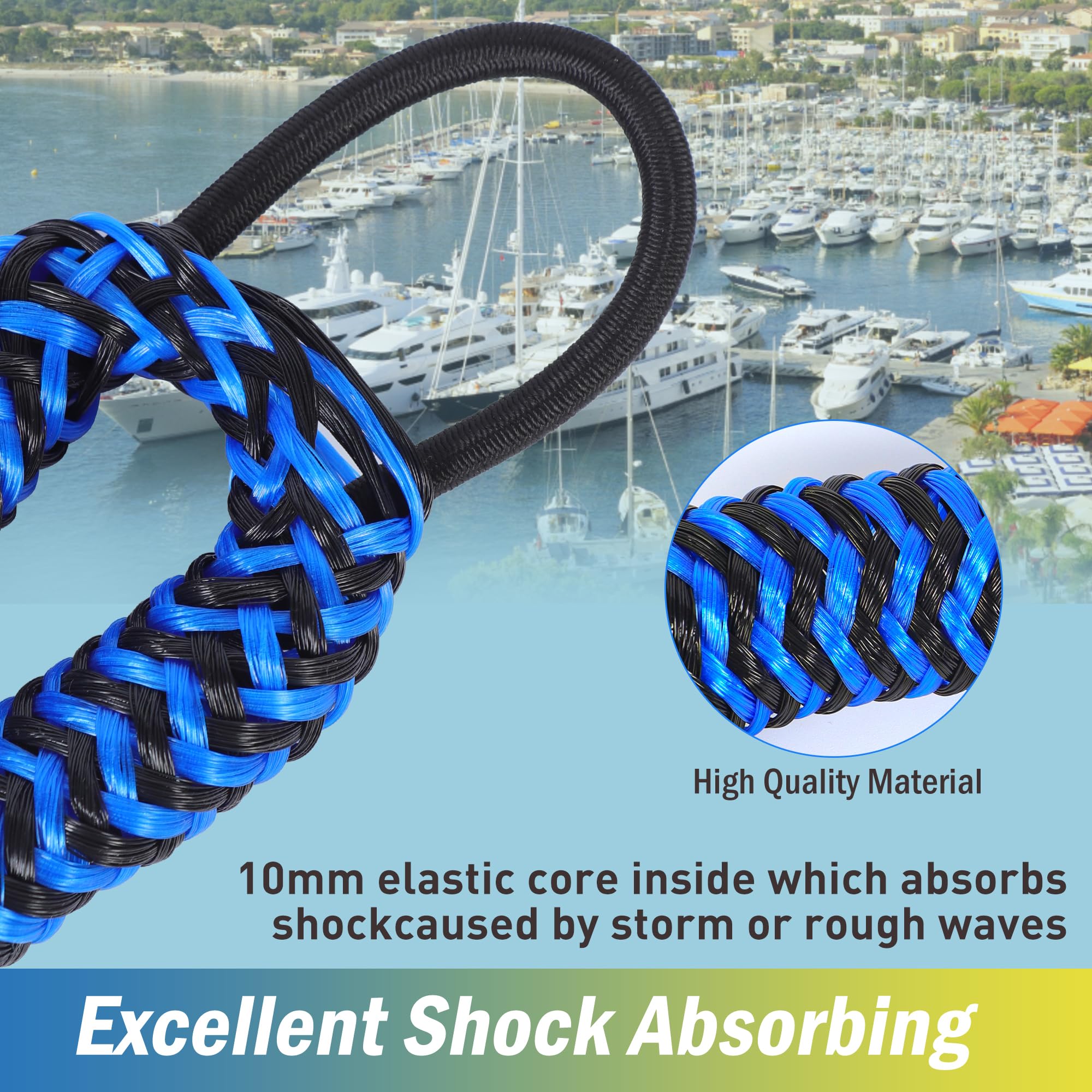 Snapklik.com : Boat Bungee Dock Lines, 4 Feet Stretches To 6 Feet ...