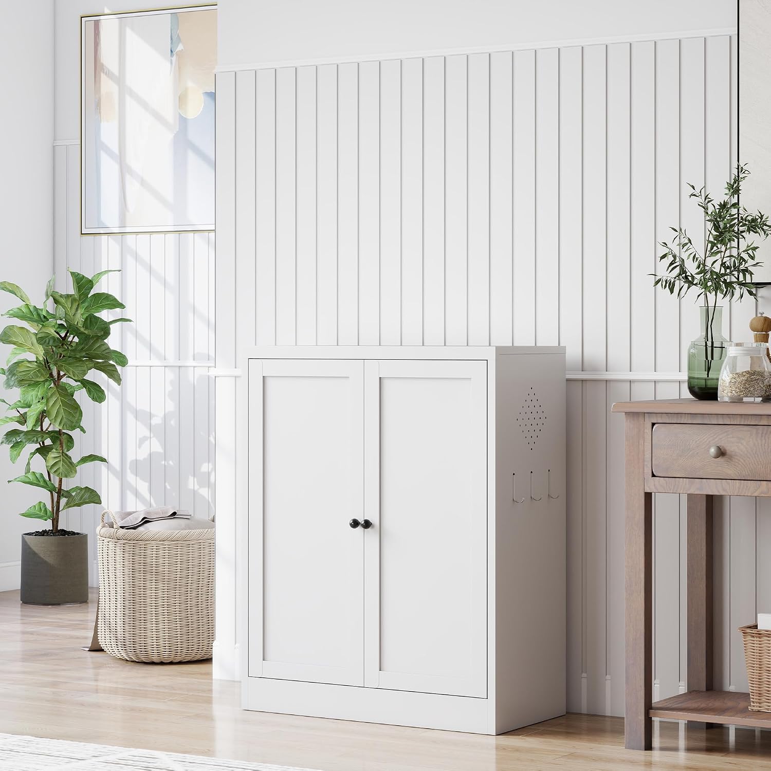 Amazon.com: Glyxxen Kitchen Pantry Cabinet, 35" H Storage Cabinet with ...