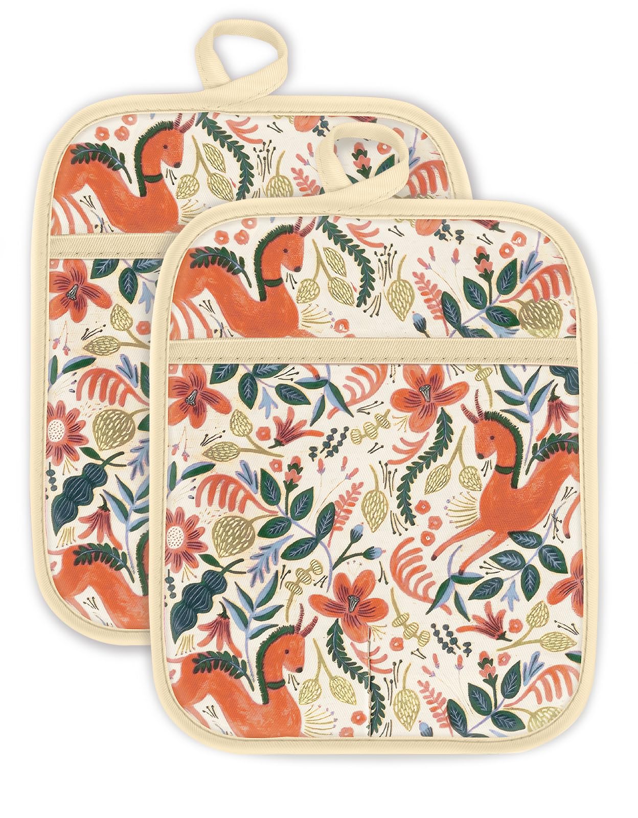 Amazon.com: Swooflia 100% Cotton Pot Holders 2 Pack Set for Kitchen ...