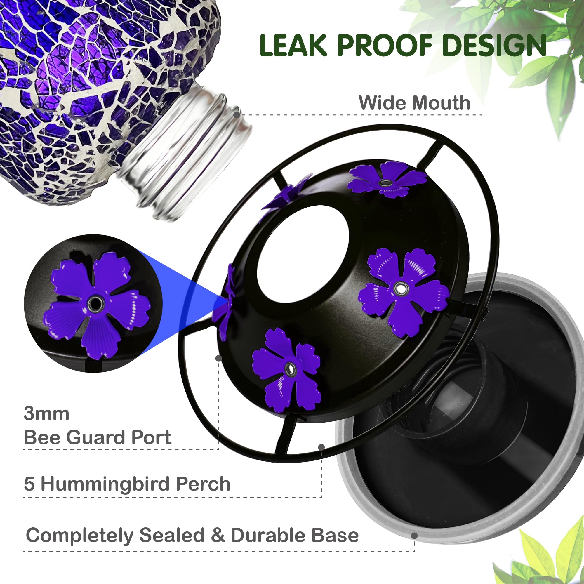 Snapklik.com : Glass Hummingbird Feeder,Purple Hummingbird Feeders For ...