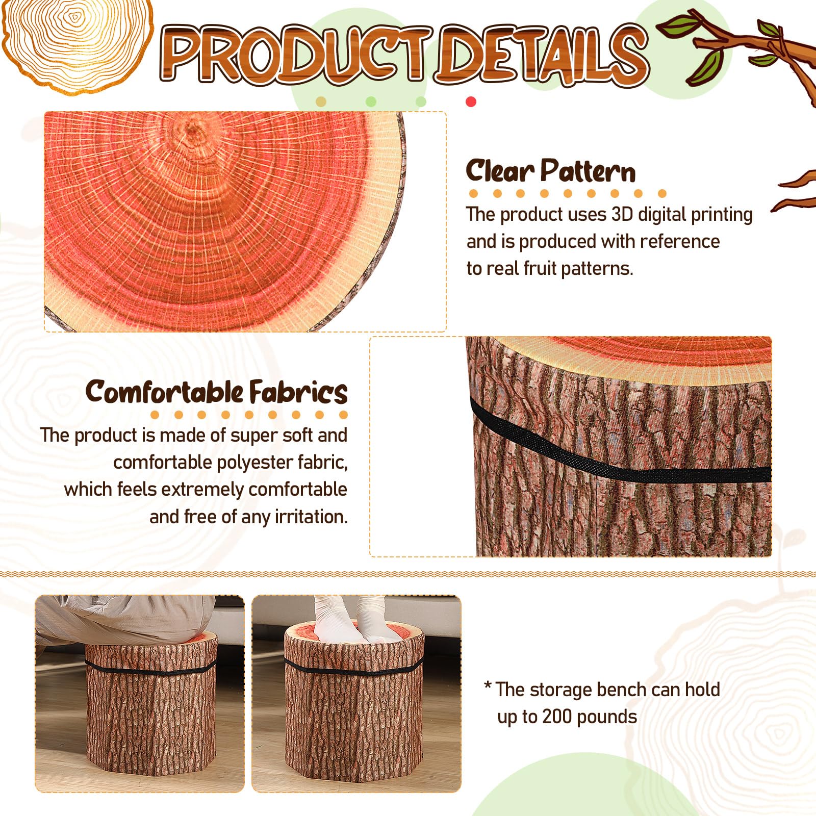 Snapklik.com : 10 Pcs Tree Stump Storage Stool Organizer Storage Stool ...