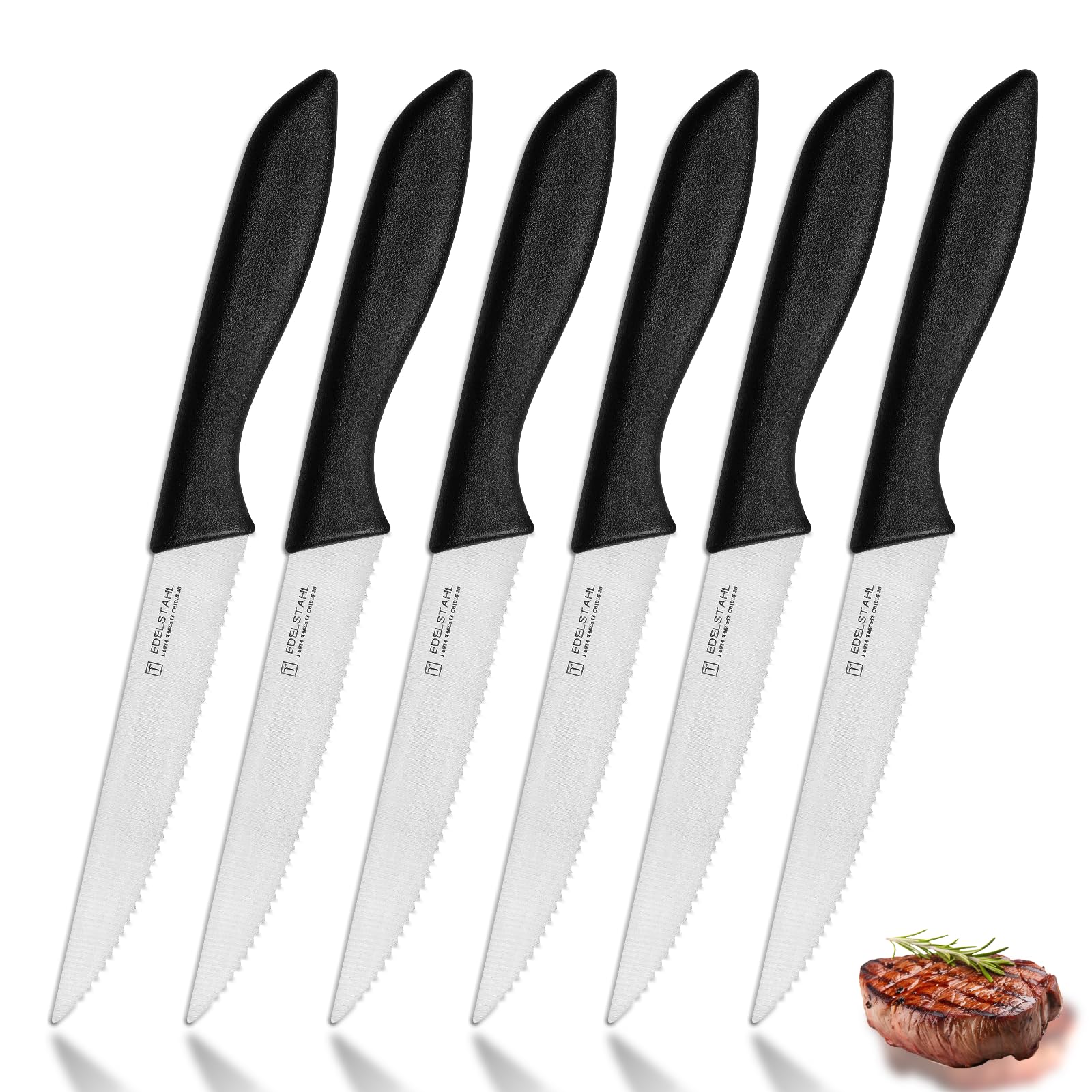 targzier Steak Knives Set of 6,Premium Stainless Steel Serrated Steak ...