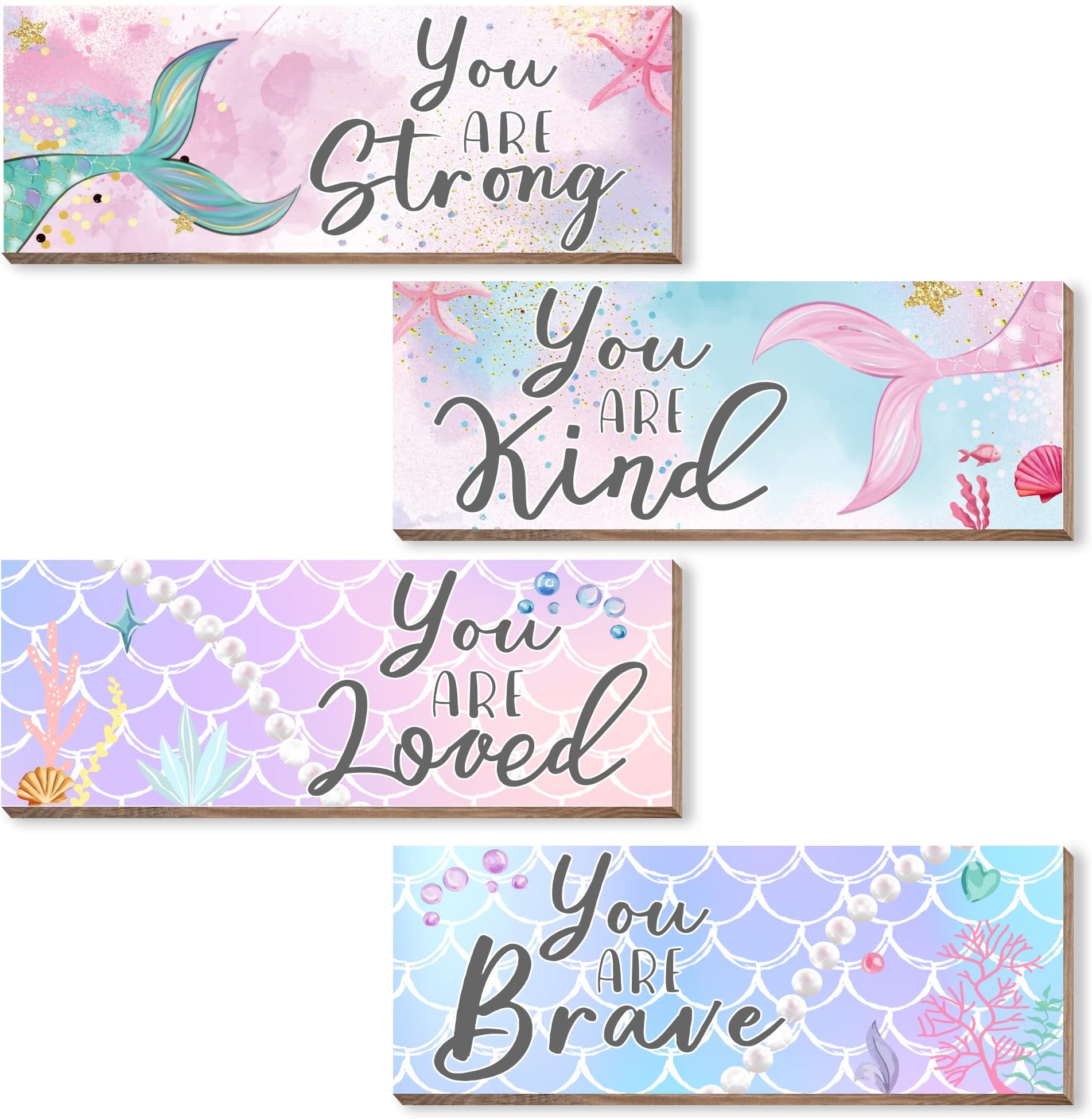 Amazon.com: 9 Pcs Watercolor Mermaid Wall Decor Inspirational Mermaid ...