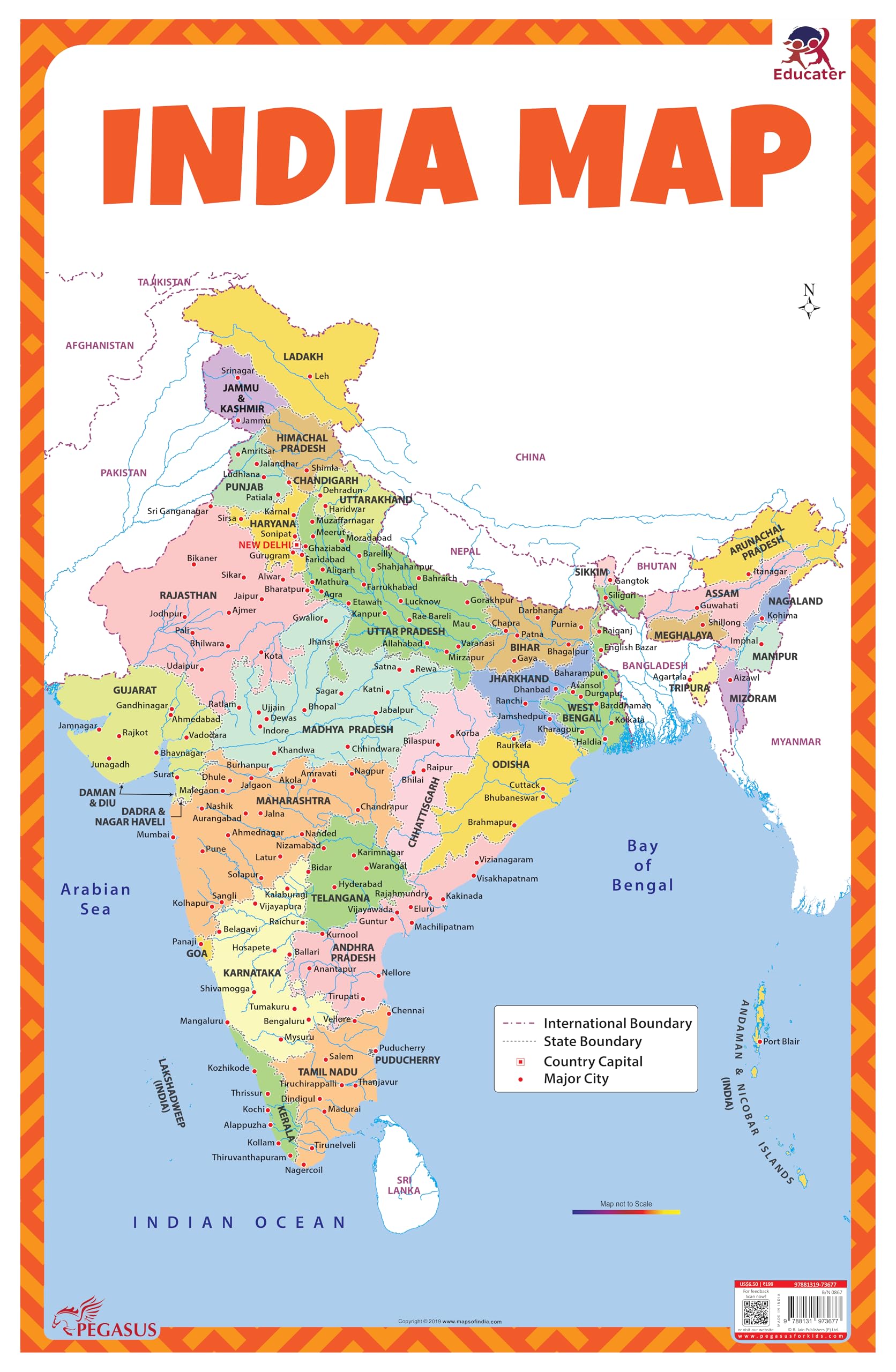 Buy India Map - Thick and Laminated Chart Book Online at Low Prices in ...