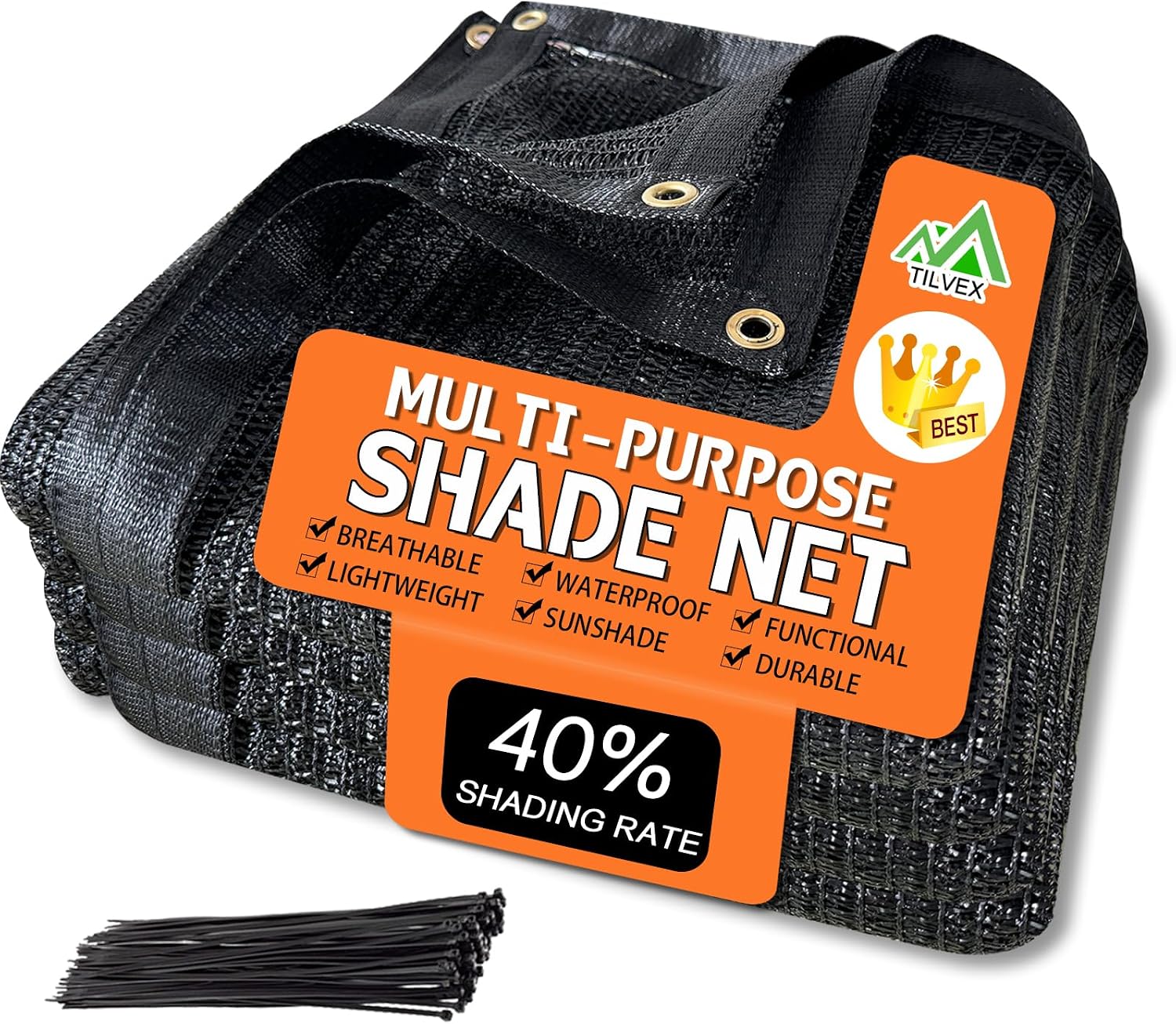 Amazon.com : Tilvex 40% Black Shade Cloth, 10 x 20 FT Durable Mesh Tarp ...