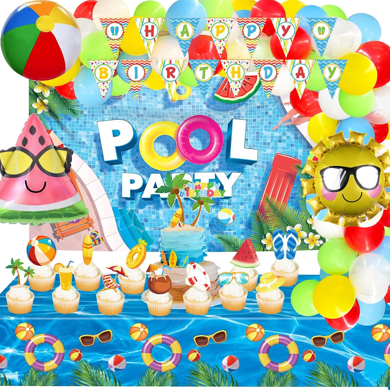 Amazon.com: 132 PCs Pool Party Decorations, Hombae Summer Beach ...