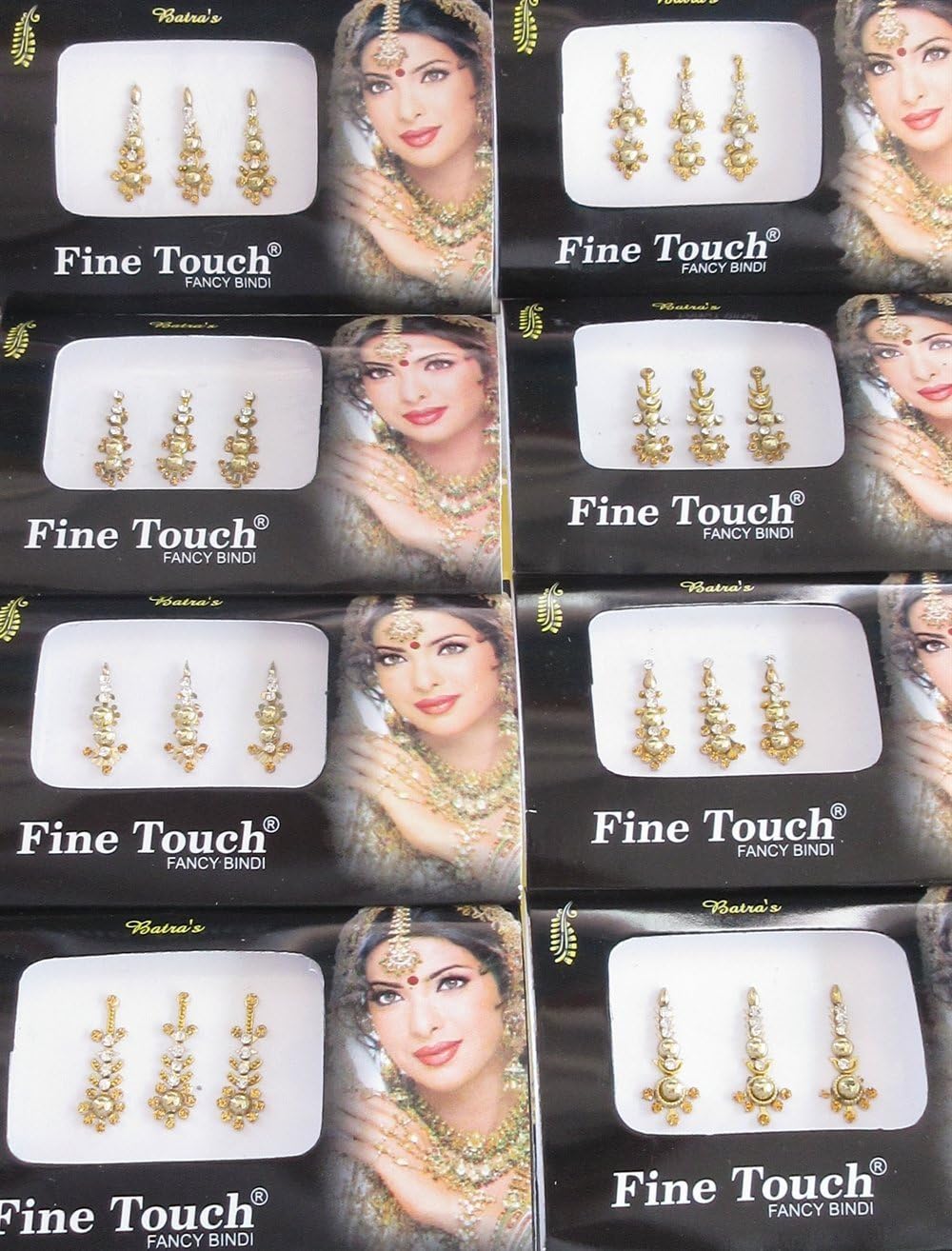 6 Bindis 2 Packs Of Gold Long Face Jewels Bollywood Bindis/Indian India ...