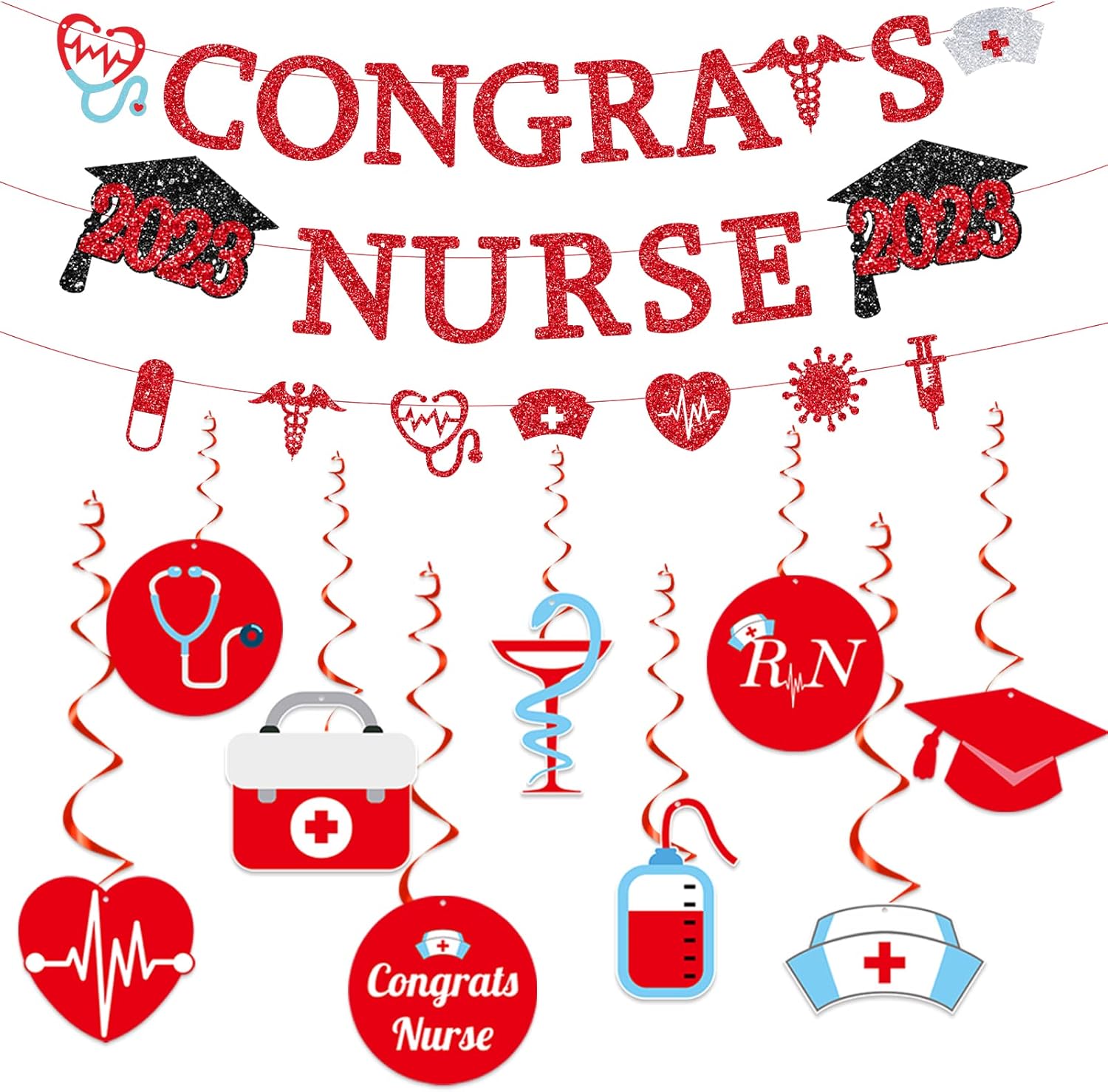 Amazon.com: Refavor 2023 Nurse Graduation Decorations - 12pcs Nursing ...