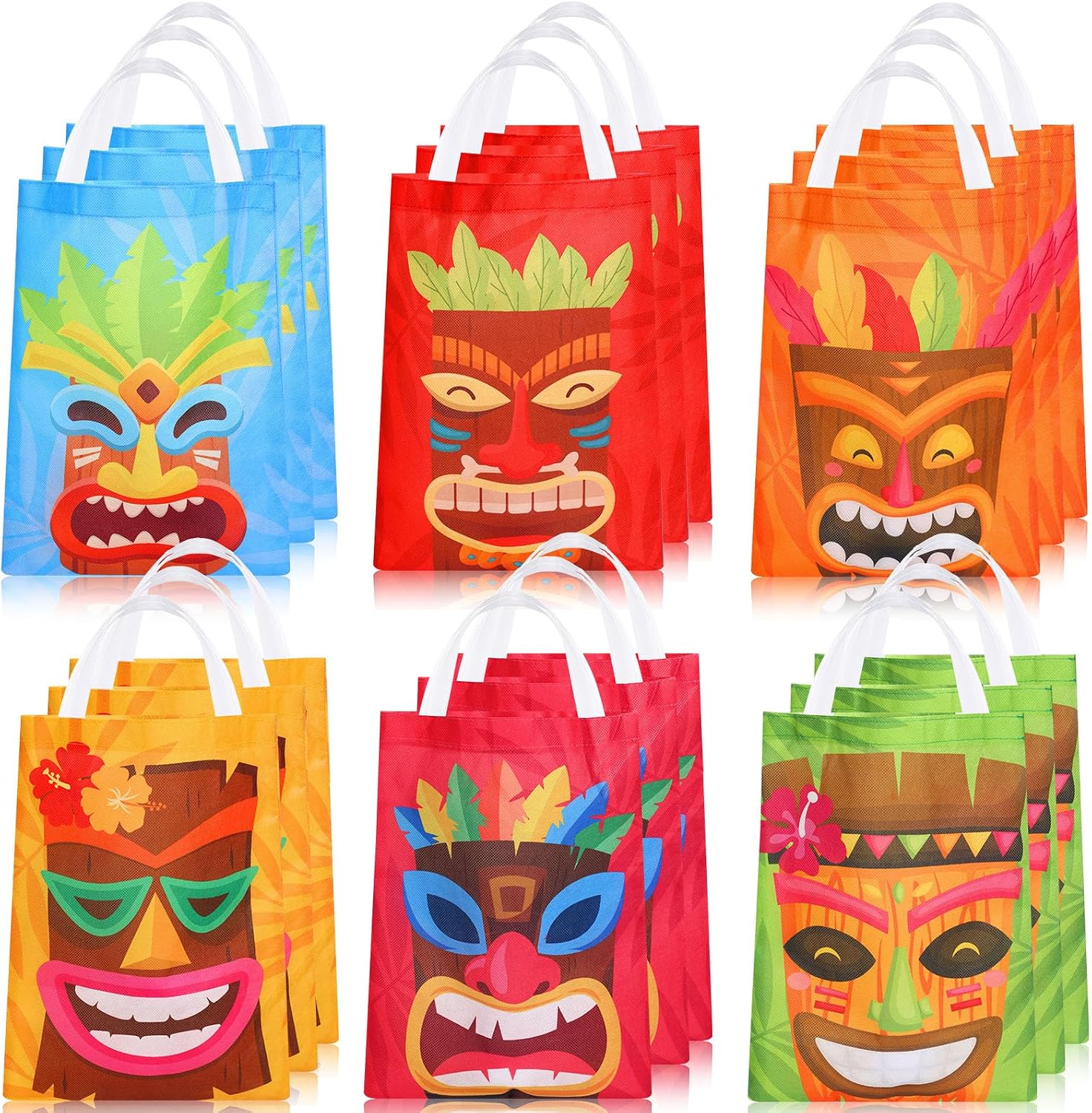 Amazon.com: Silkfly 24 Pcs Hawaiian Luau Party Favor Bags TiKi Non ...