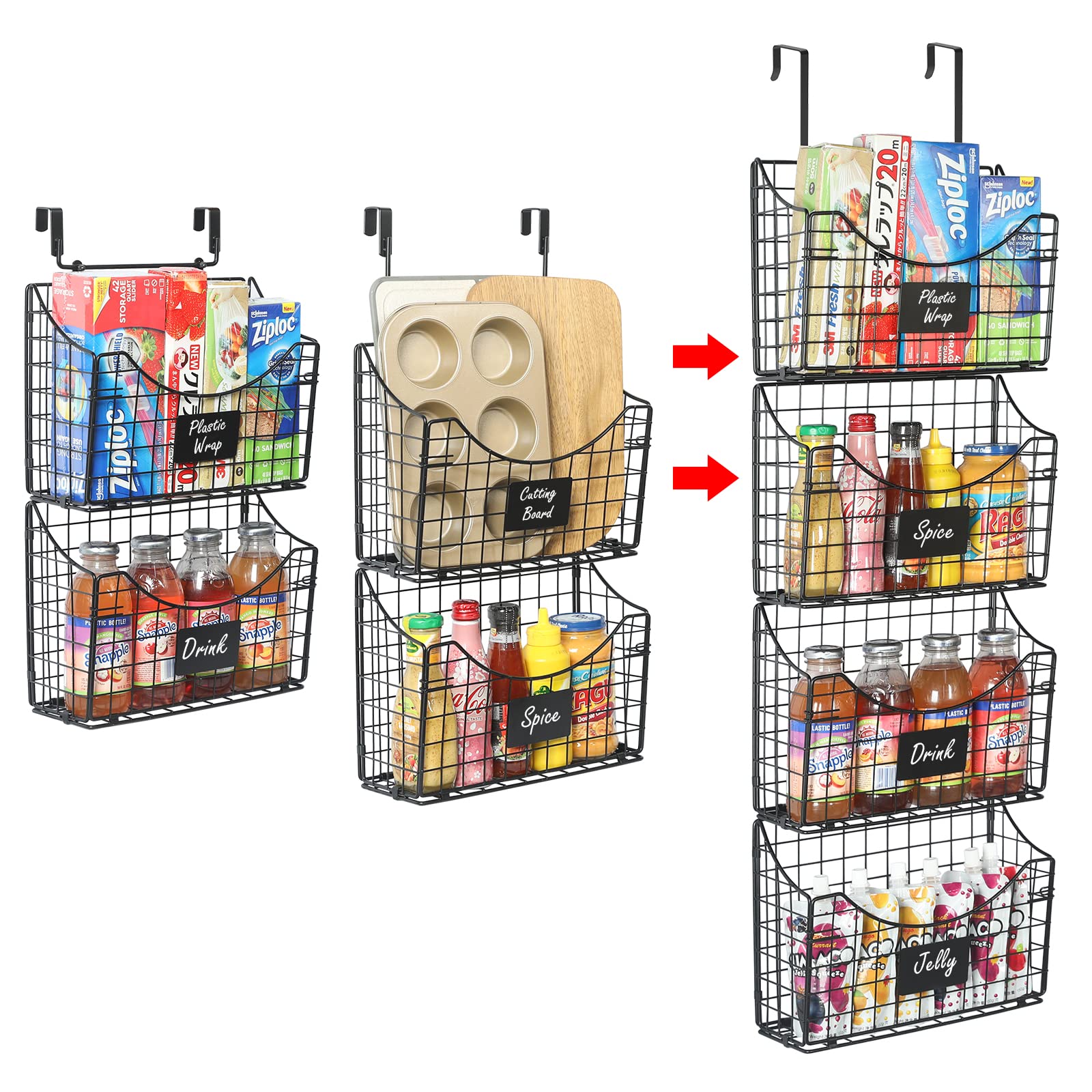 Over The Cabinet Door Organizer 4 Pack, Over Door Storage Basket with ...
