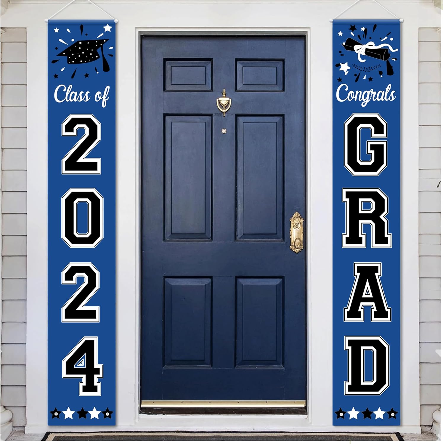 Amazon.com: Aaqbiod Blue Graduation Banner Class of 2024, Congrats Grad ...