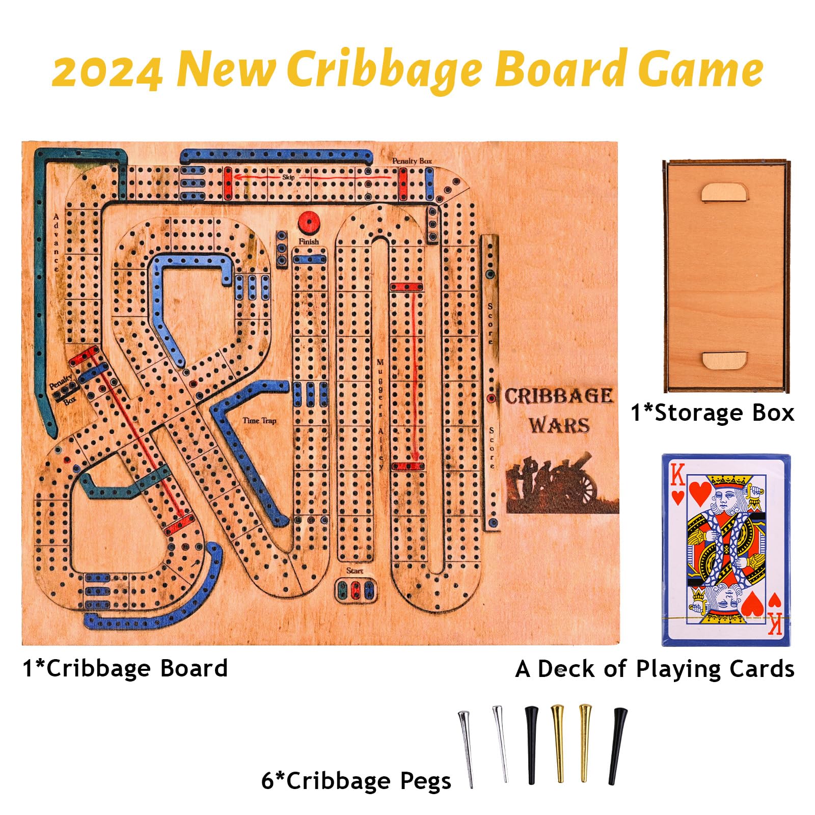 Cribbage Wars Board Game, 2024 New Cribbage Board with Pegs, Cribbage ...